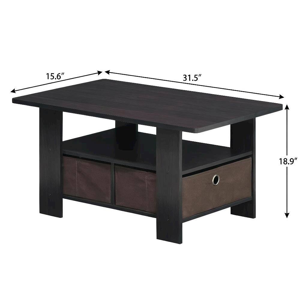 FurniFact Coffee Table with Bin Drawer and Compact Storage Surface ...