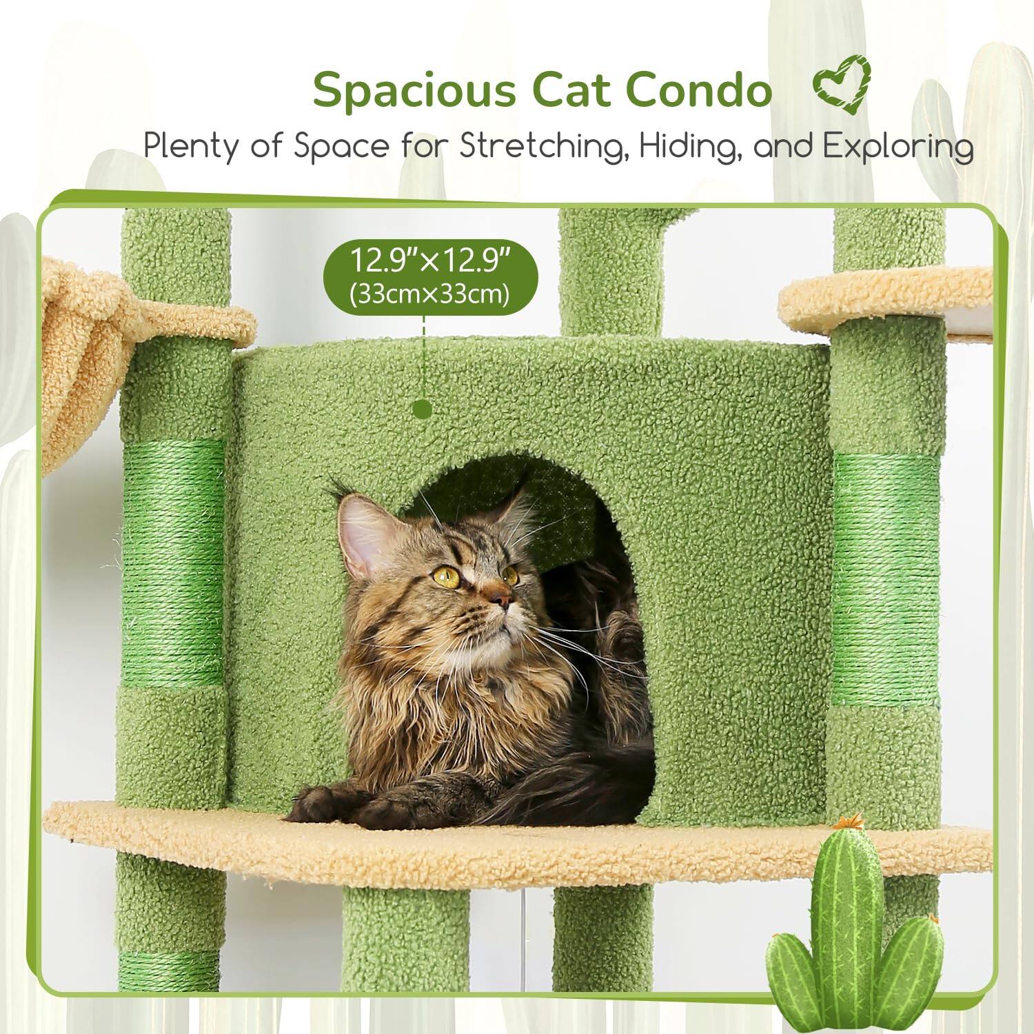 JETRANSPORT Cactus Corner Cat Tree Tower With For Indoor Cats 51in ...