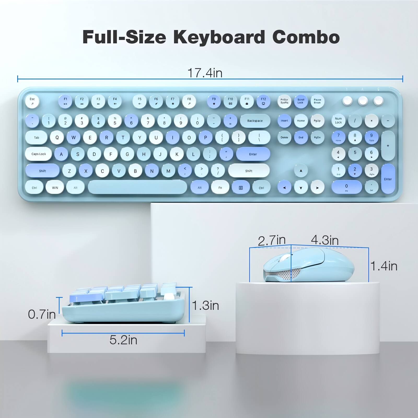 PRIMEPLUS Wireless Keyboard Mouse Combo, 2.4GHz Retro Typewriter Style ...