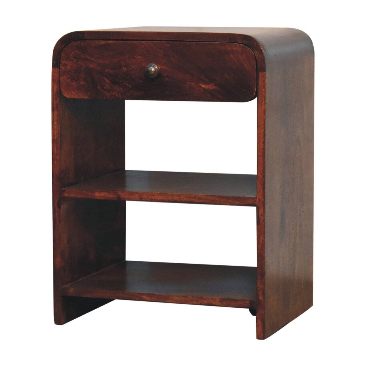 Tiramisubest Solid Wood Aspen Bedside Table with Chestnut Finish Brown ...