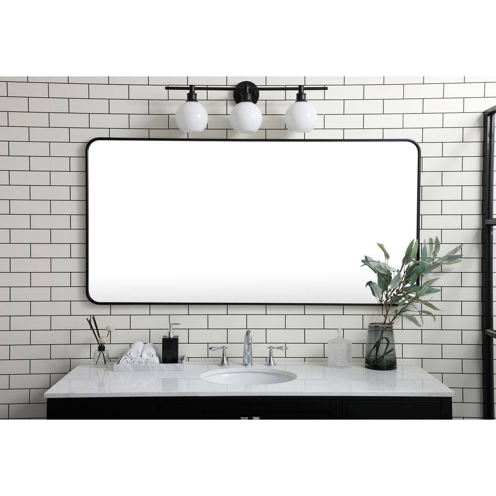 Elegant Decor Soft corner metal rectangular mirror 30x60 inch Black ...