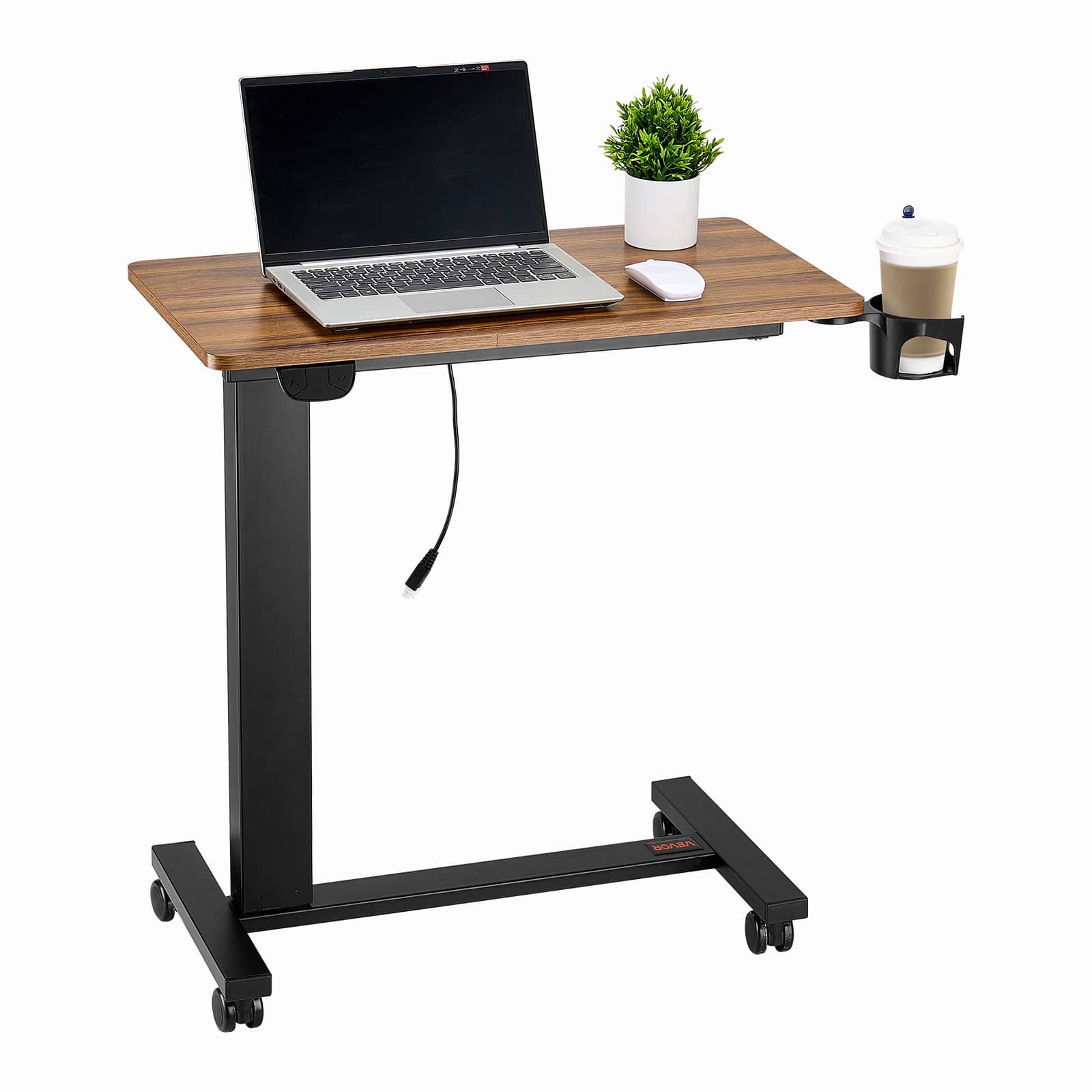 Vevor Overbed Table, Mobile Bed Side Table with 4 Wheels, Electric ...