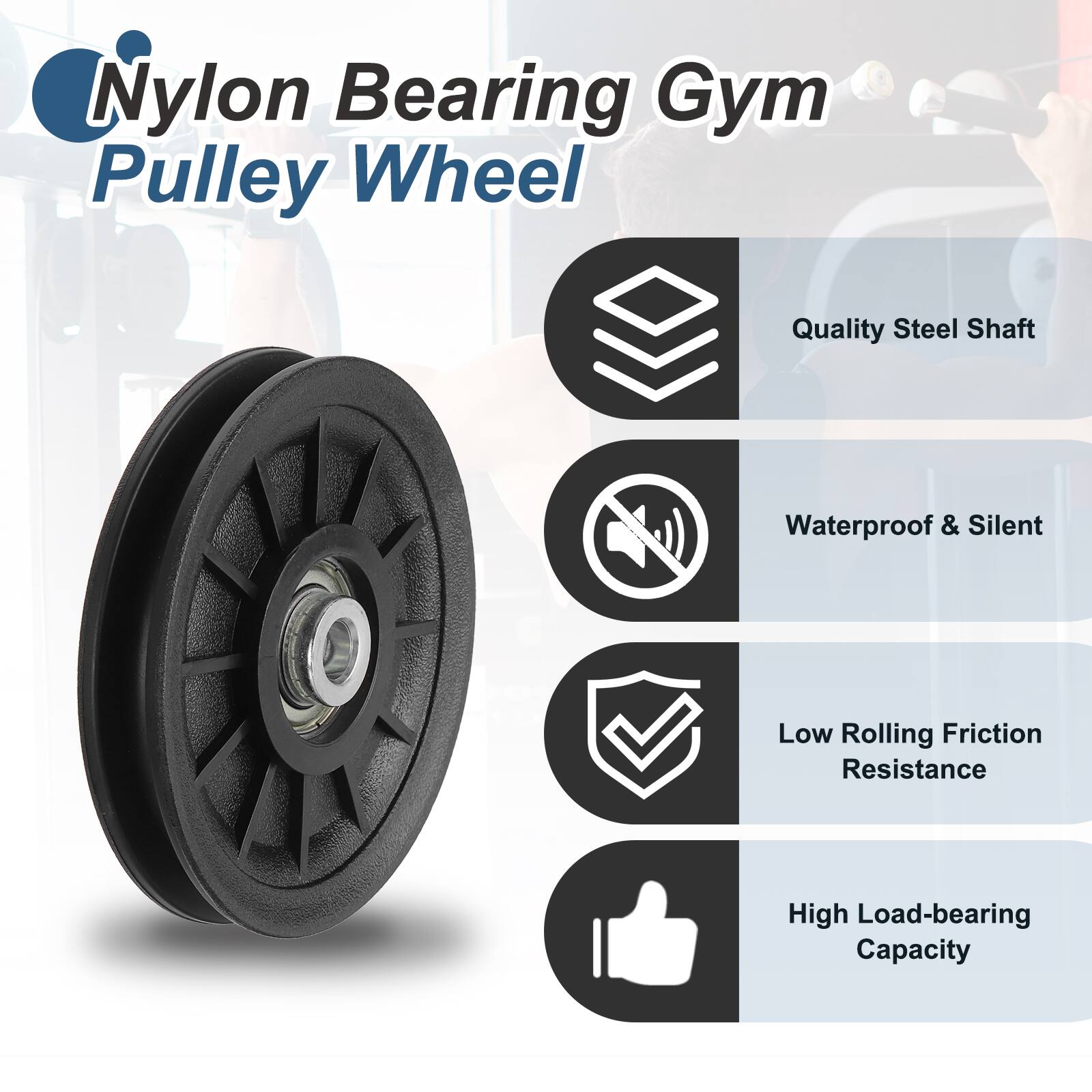 Unique Bargains 105mm/4.13" Nylon Bearing Gym Pulley Wheel, 2pcs ...