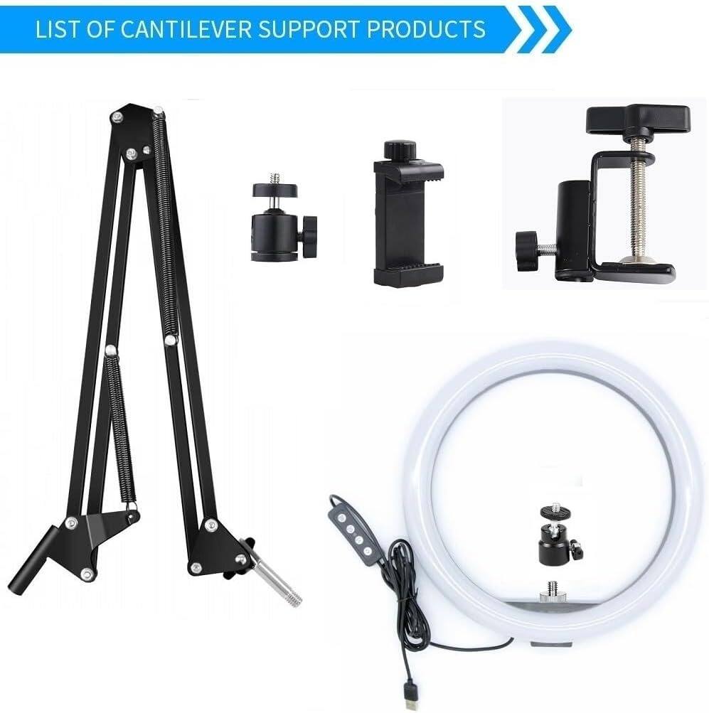 Schertz 10" Webcam Ring Light with Clamp Stand & Boom Arm, Compatible ...