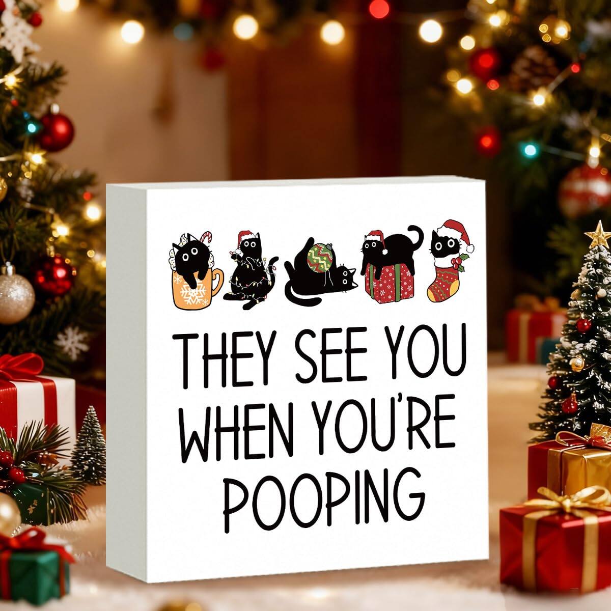 Paradigms Interiors Christmas Bathroom Decor Funny Cat Decorations ...