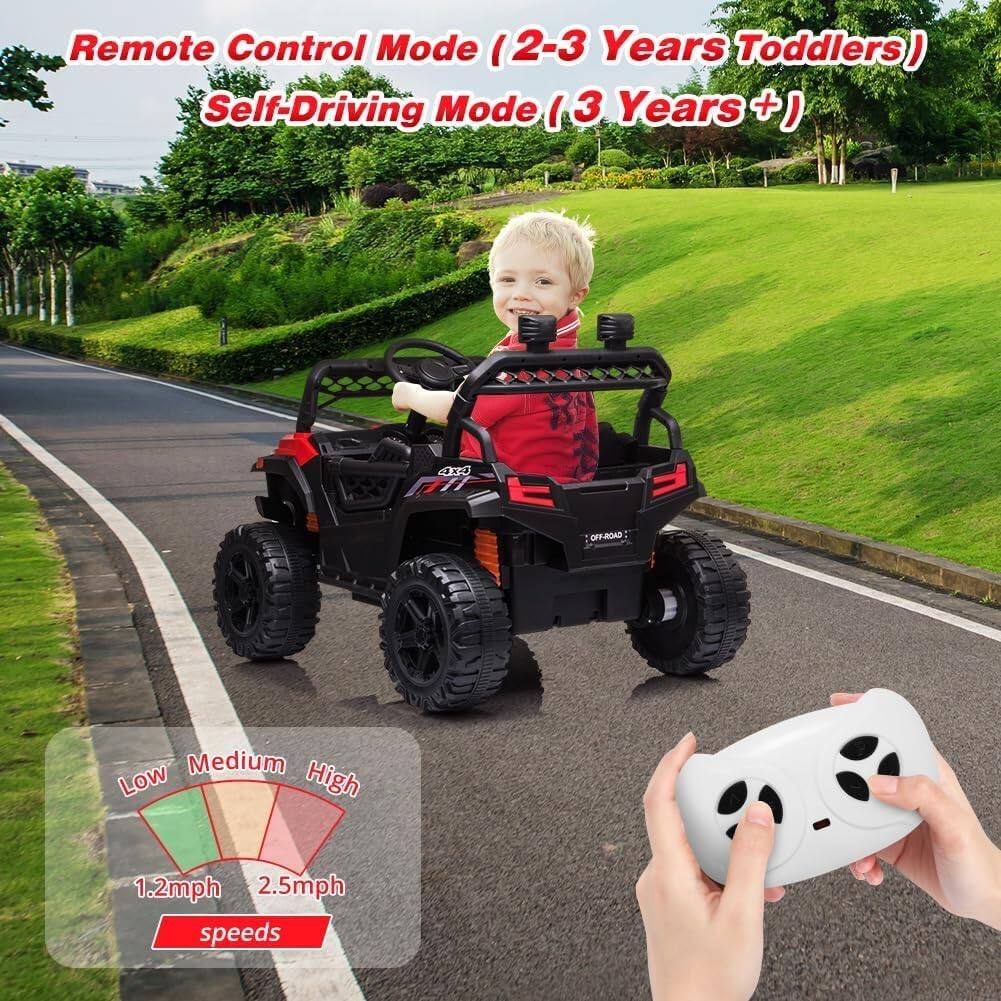 Acekool 12V Kids Ride On Truck Car, Remote Control, LED Lights, Music ...