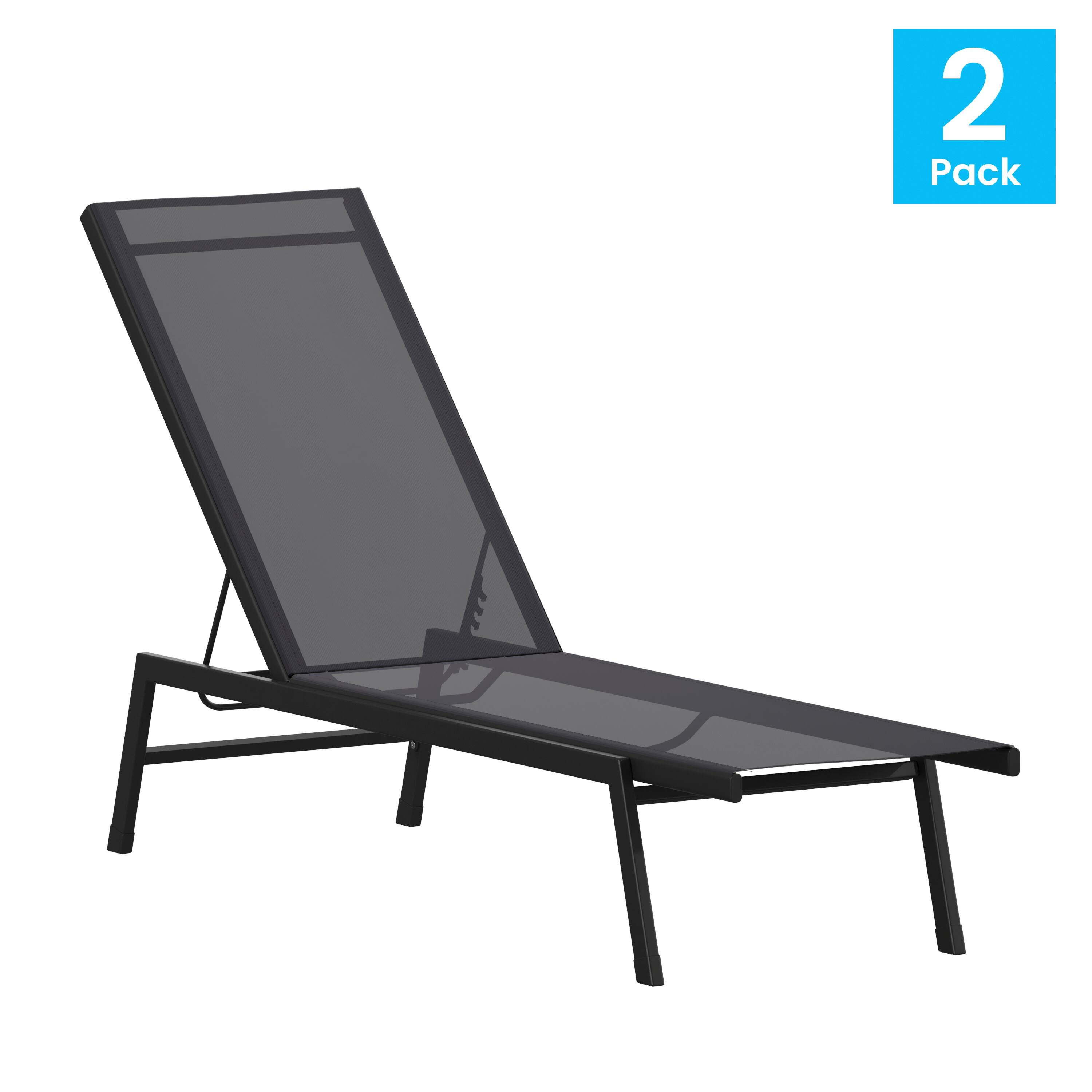 Emma + Oliver Braelin Set of 2 Textilene Adjustable 5 Position Patio ...