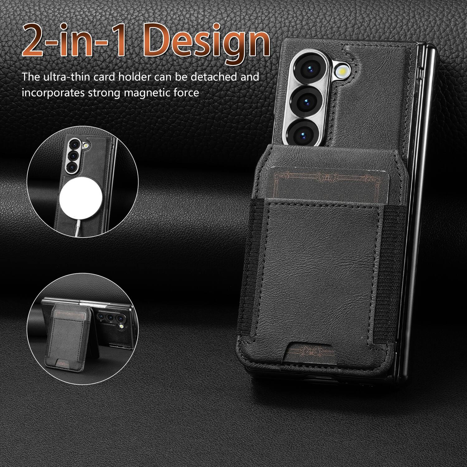 Dteck Magnetic Wallet Case for Samsung Galaxy Z Fold6,Vintage Matte PU ...