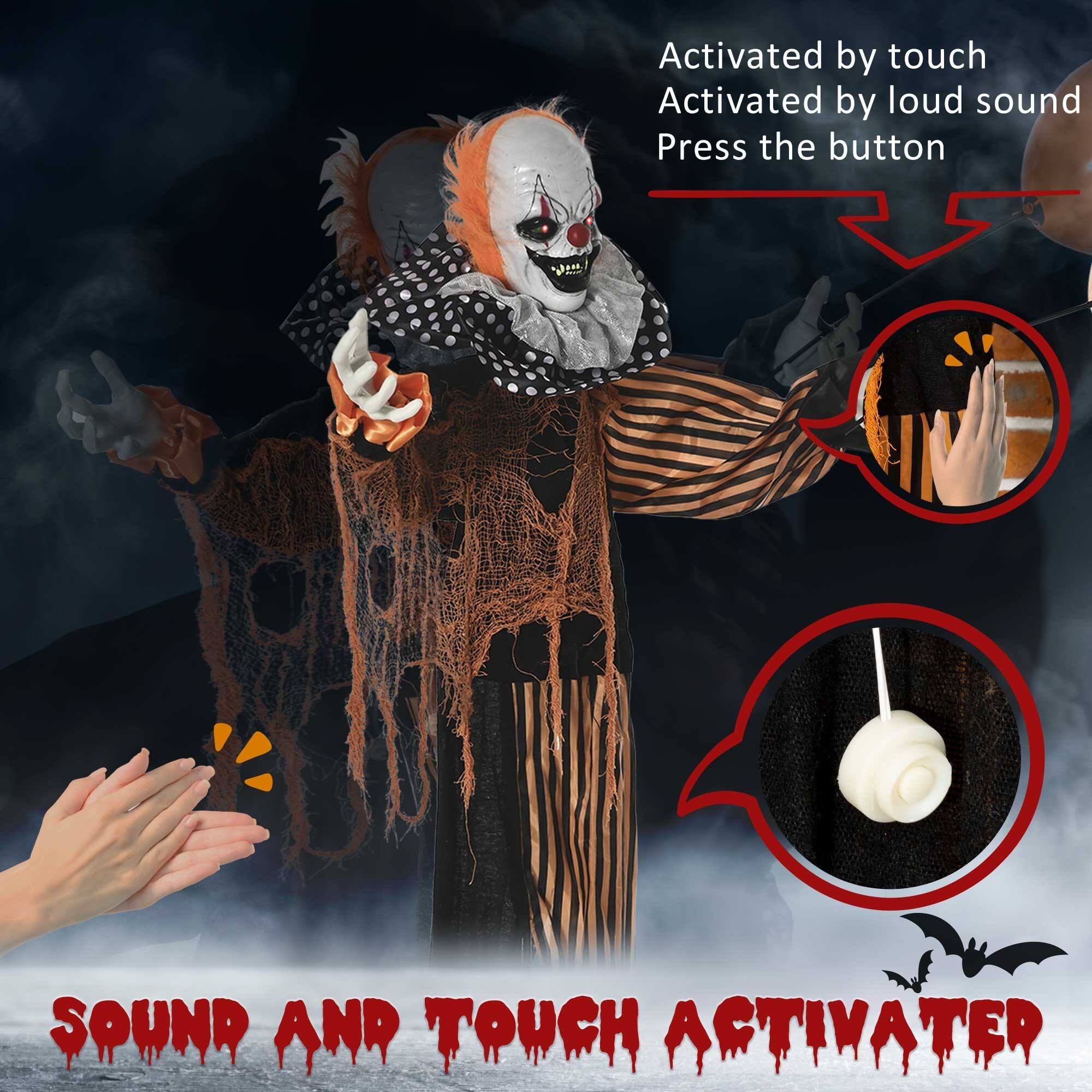 Ecooso Sound Activated Animated Clown with Red LED Eyes and Balloon for ...
