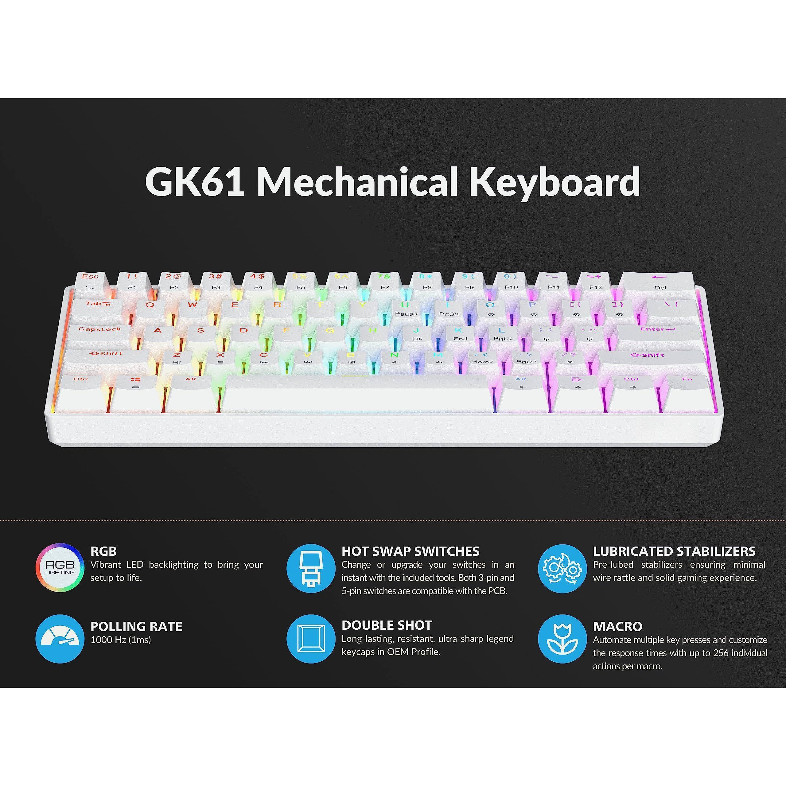 Earthley Blooms Gk61 60 Hot Swappable Mechanical Gaming Rgb Led Backlit ...
