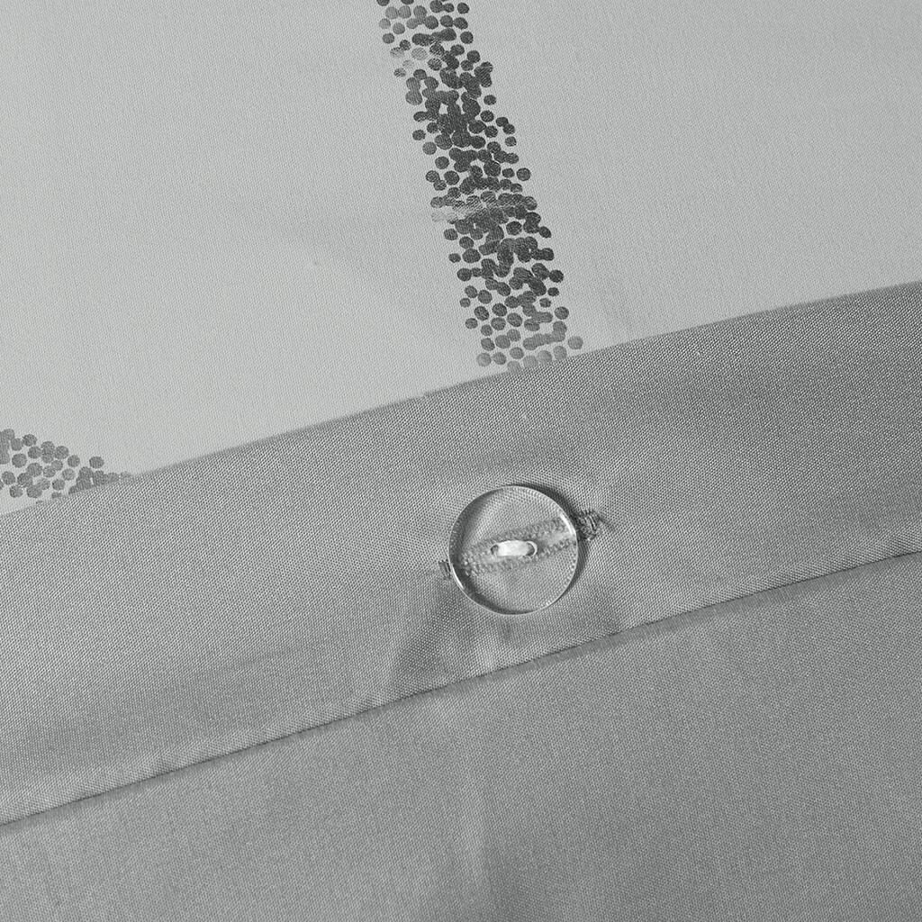 Gracie Mills Isabelle Metallic Geometric Duvet Cover Set Grey/Silver ...