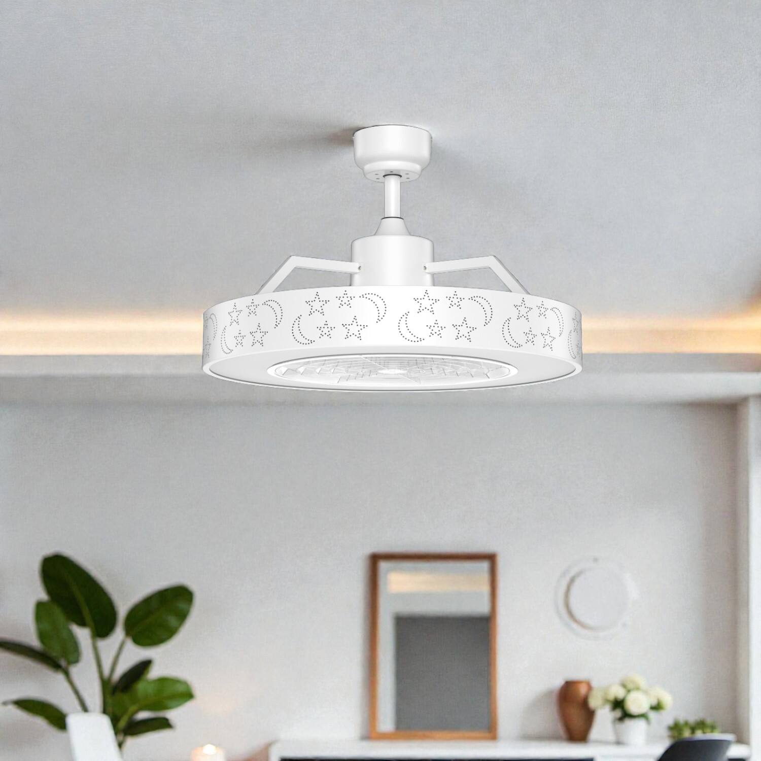 BreeBe 23 Inch Lighted Ceiling Fan with Convenient Remote Control White ...