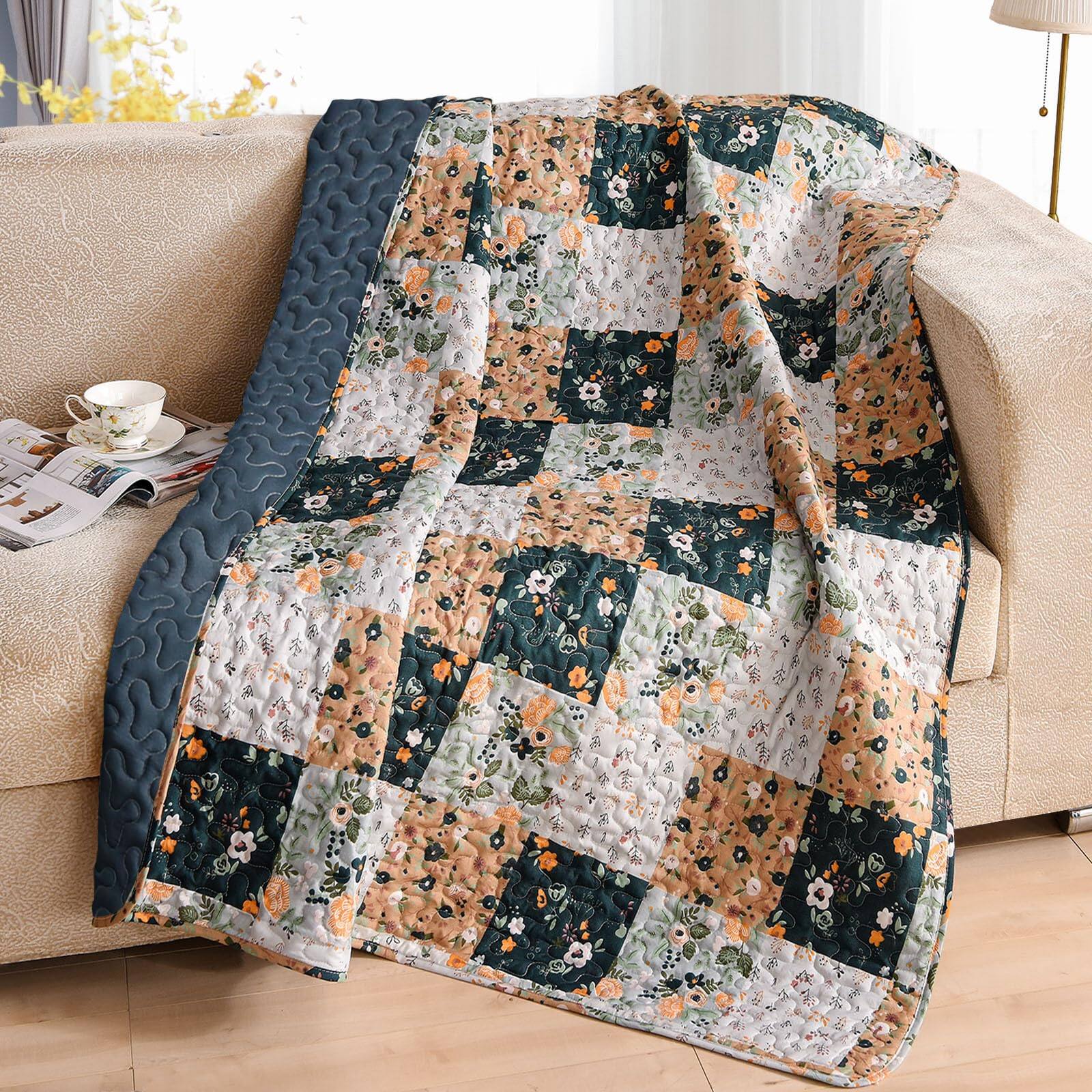 Dapper Styles 50 x 60 Quilted Throw Blanket Microfiber Quilt With Boho Patchwork Pattern ...