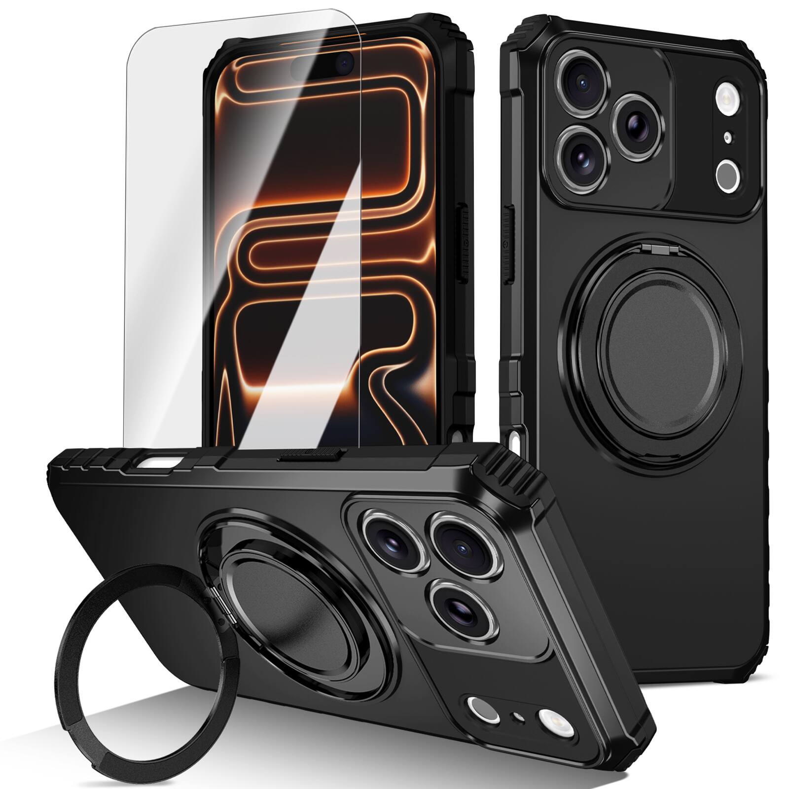 Dteck Heavy Duty Ring Stand Case for Apple iPhone 17 Pro,Shockproof ...