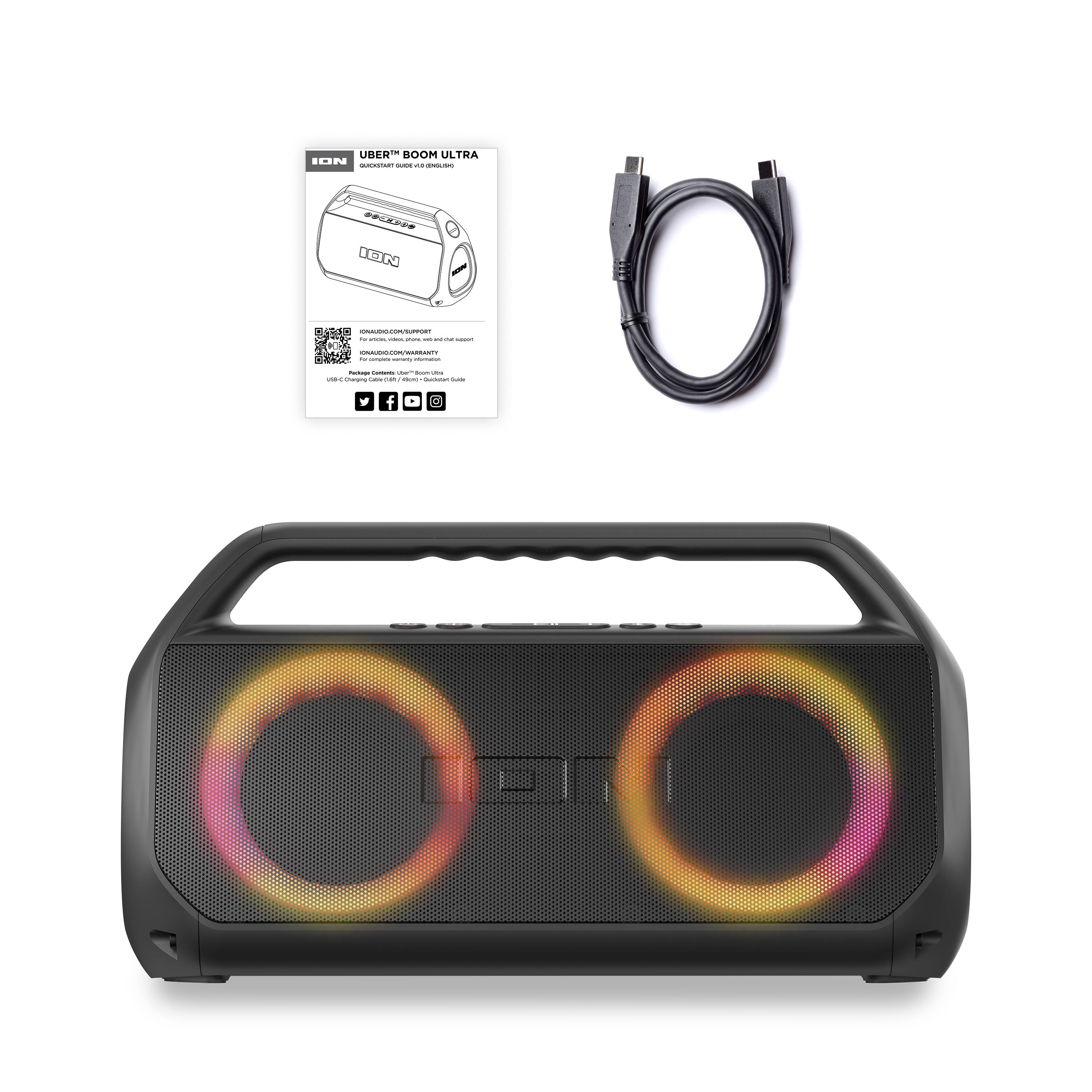 ION Audio Uber Boom Ultra Water Resistant Bluetooth Stereo Boombox with ...