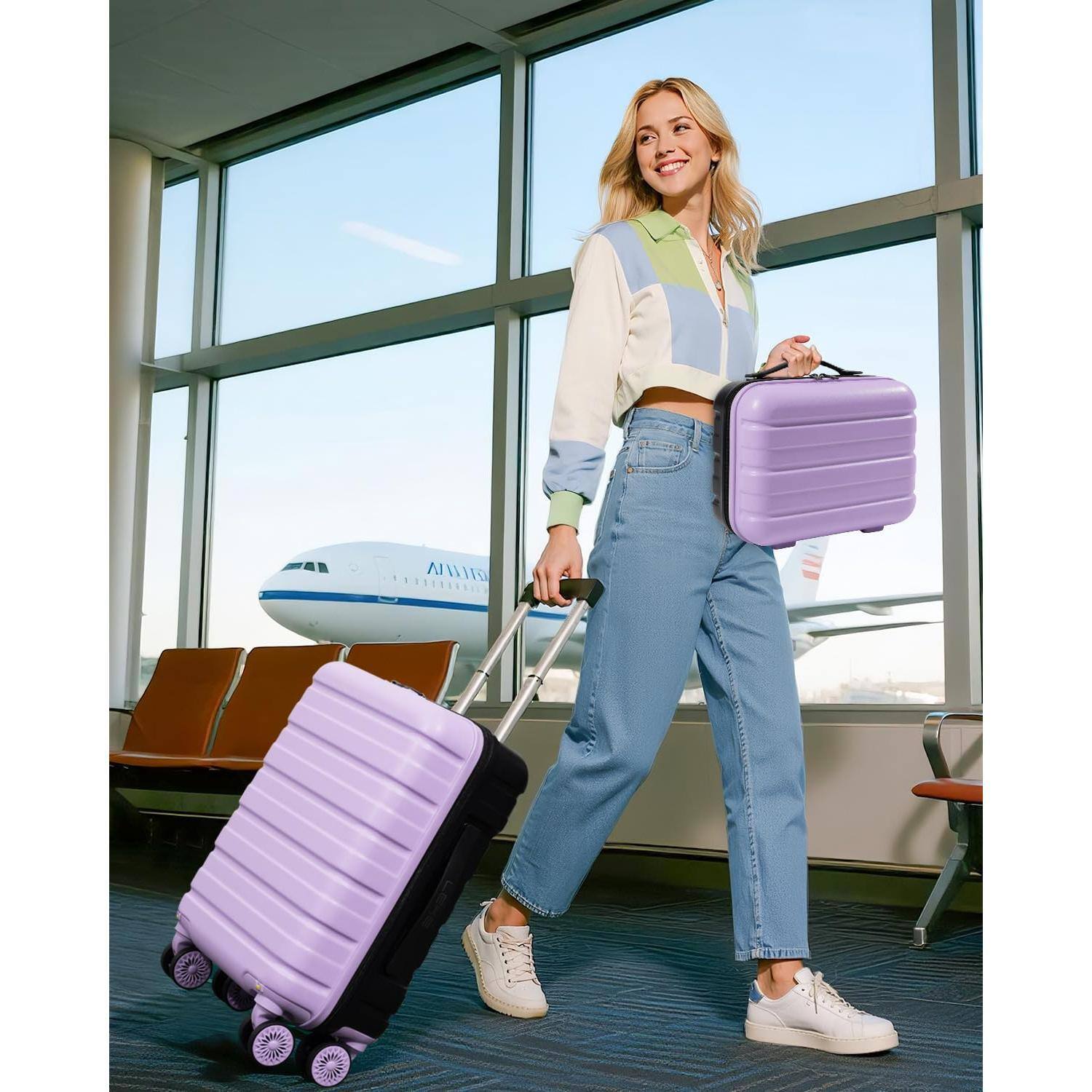 Dapper Styles 2 Piece Luggage Set Carry On note inch wheels detachable ...