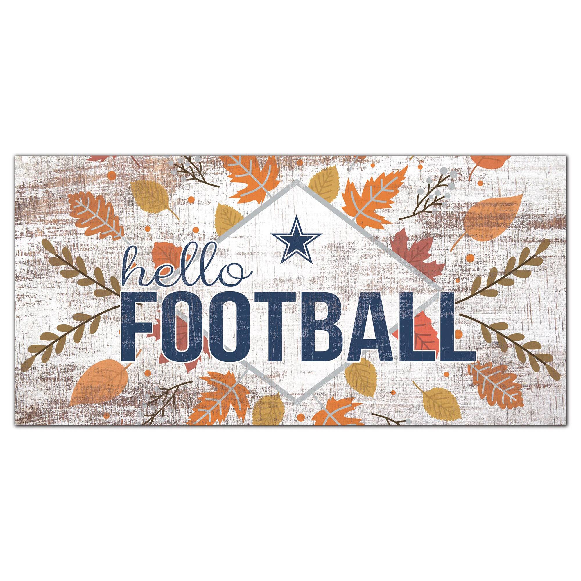 Fan Creations Dallas Cowboys 6'' x 12'' Hello Football Wall Art White ...