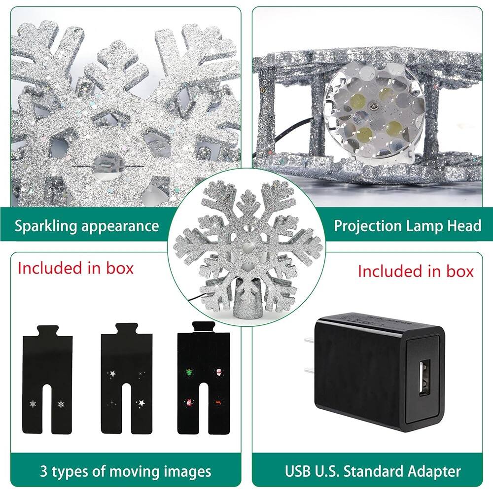 PARKER SLATER Projection Light Tree Topper – 3D Glitter, 3 Animated ...