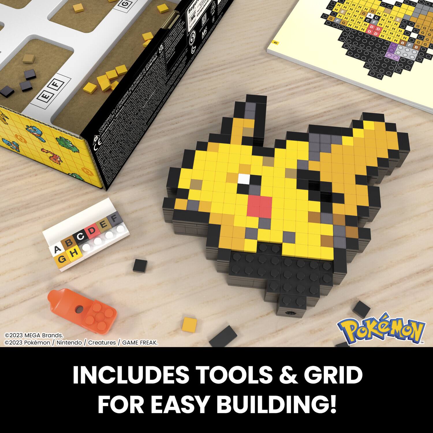 Mega Bloks Pokemon Pikachu, Pixel Art, 400 Piece Building Toy Set ...