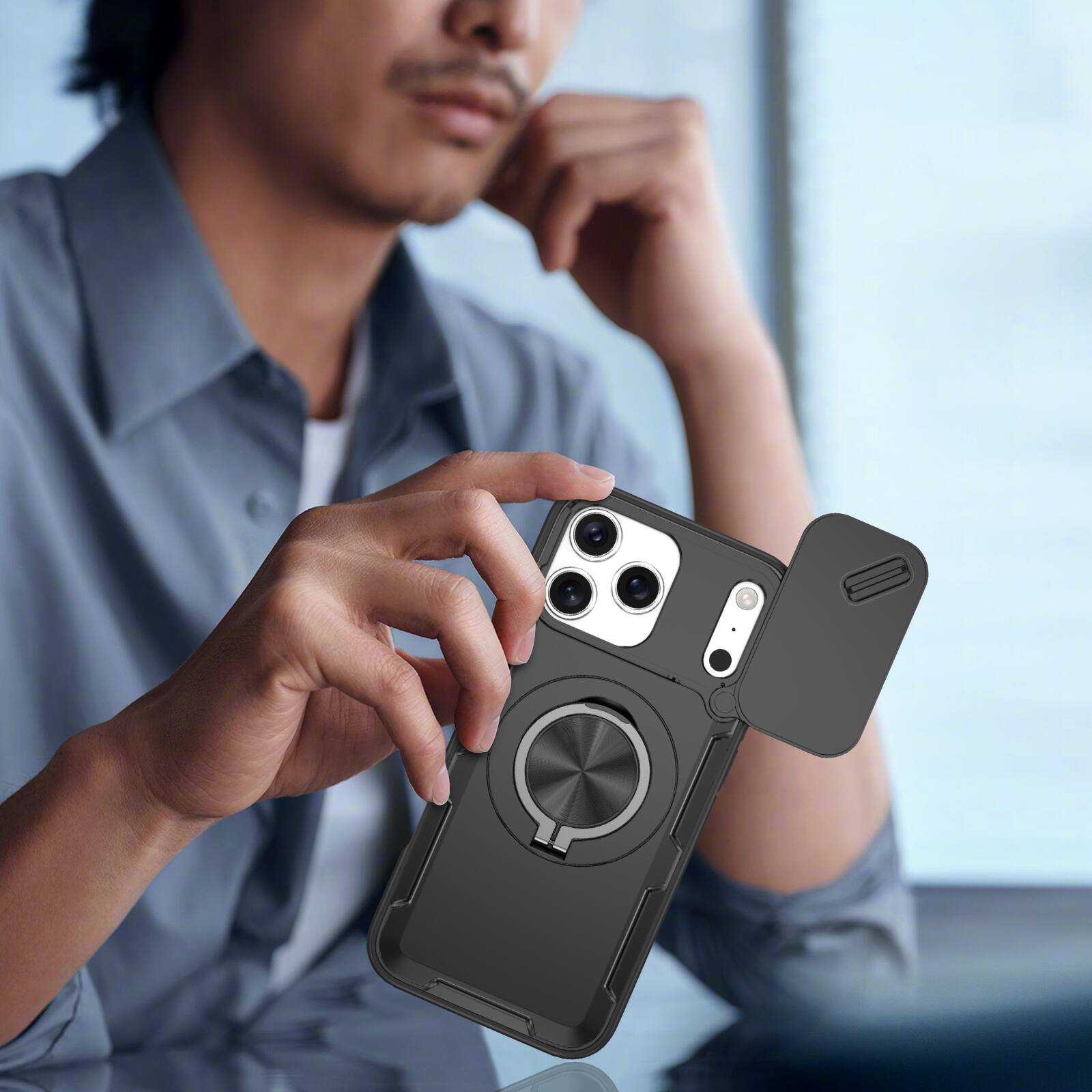 Dteck Rotating Ring Kickstand For iPhone 17 Pro Max Case, Magnetic ...
