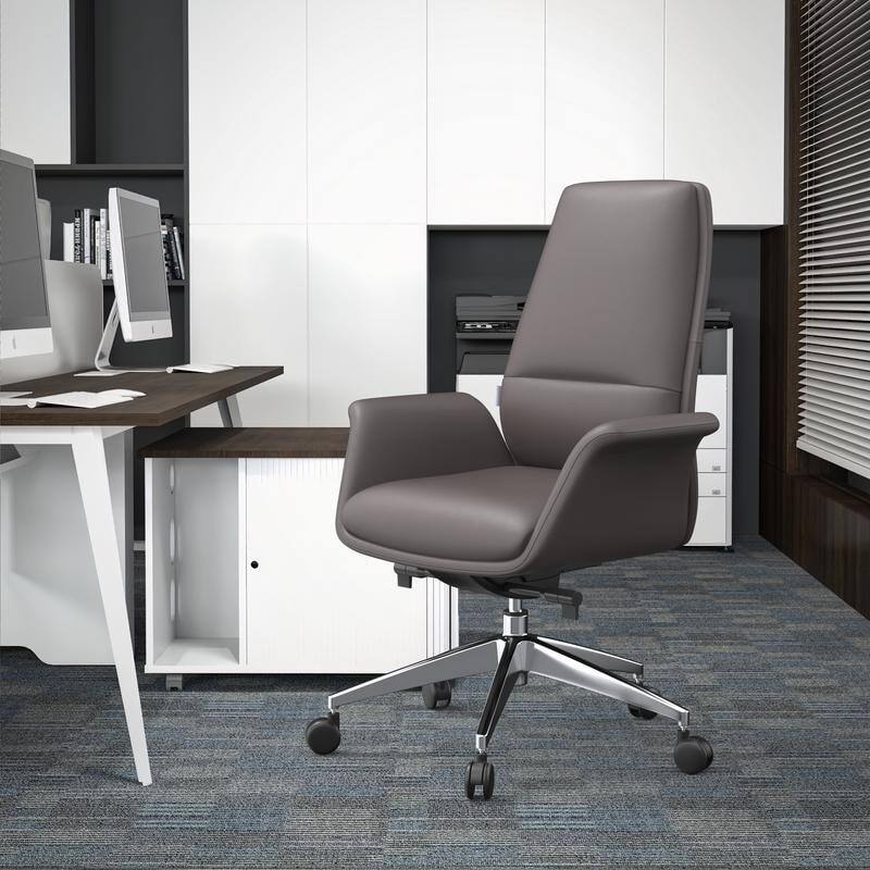 LeisureMod Summit Leather Office Chair with Durable Metal Frame ...