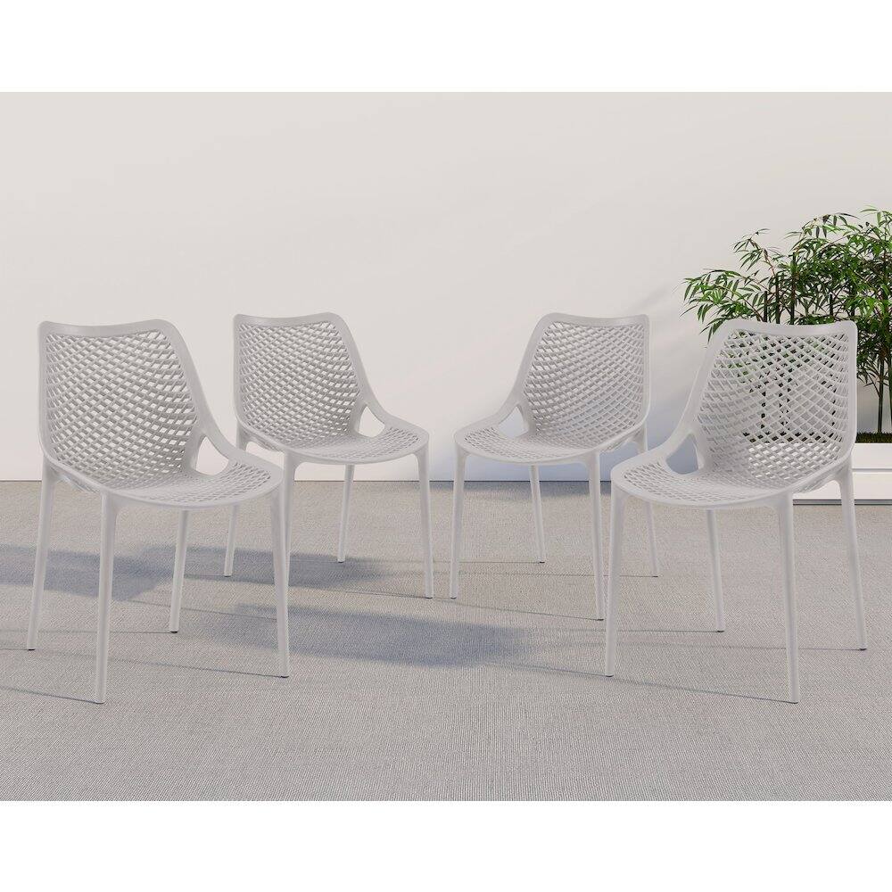 Meridian Furniture Mykonos Grey Outdoor Patio Dining Chair, Set of 4 ...