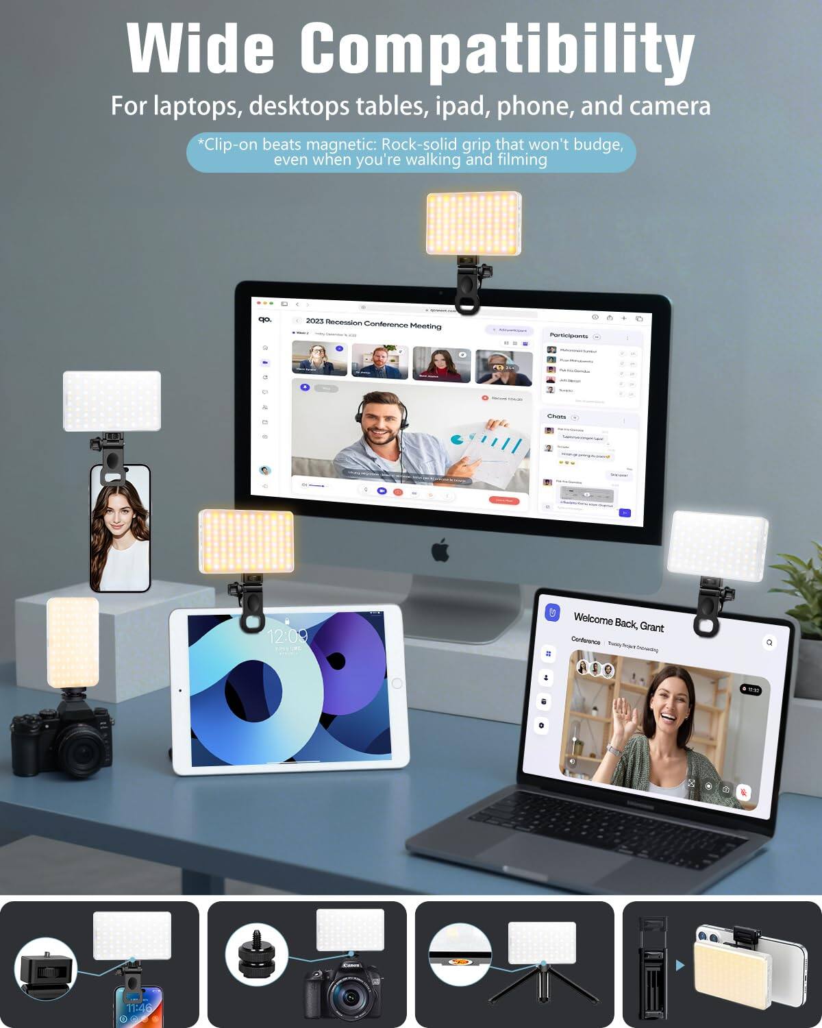 METALTON 168 Led Portable Selfie Light Video Conference With Front Clip ...