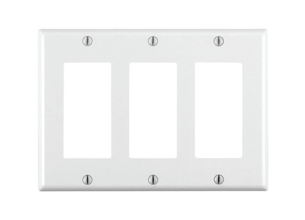 Leviton 3 gang Thermoset Plastic Decorator Wall Plate 1 pk (Case of 10 ...