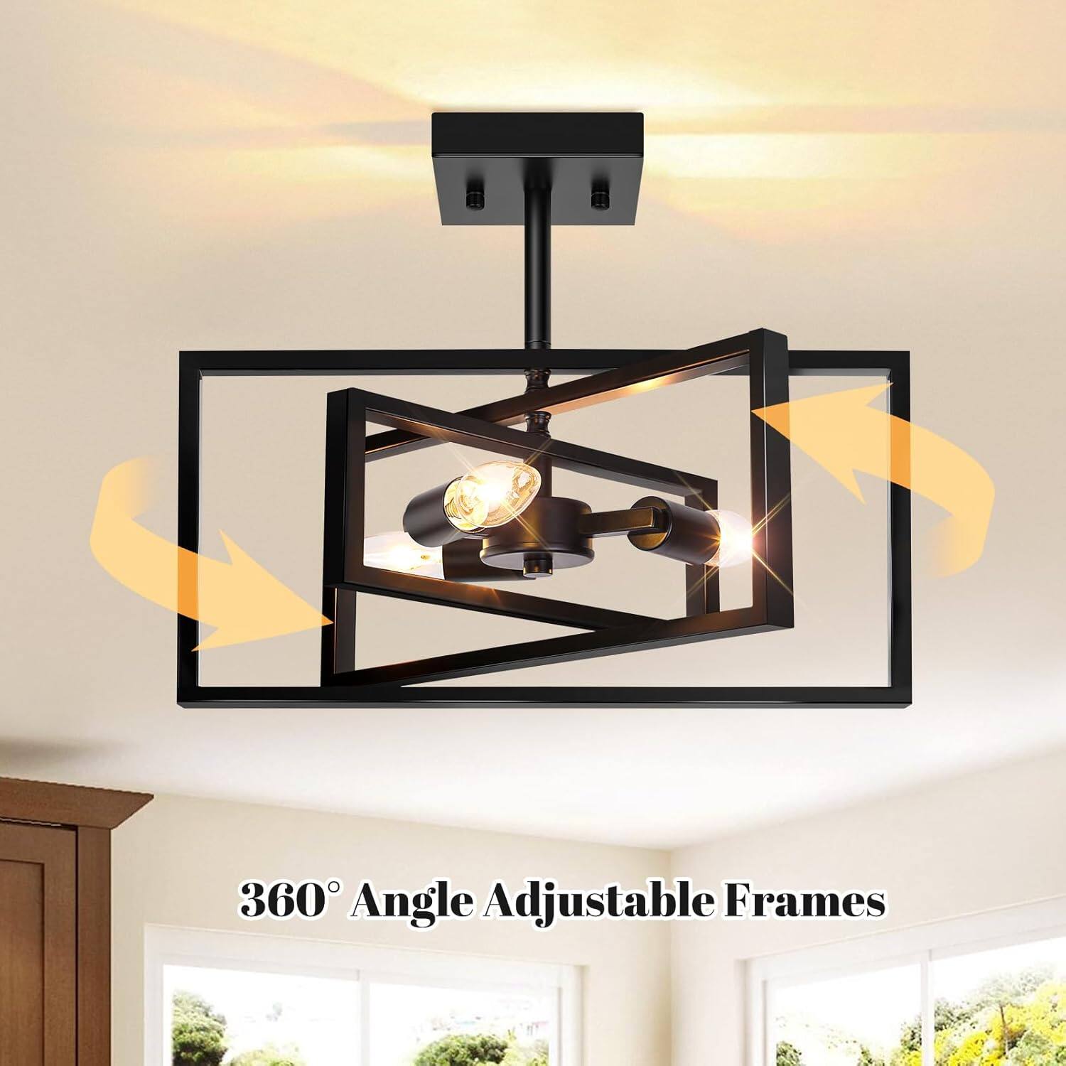 Nordic Hygge 3 Farmhouse Semi Flush Mount Ceiling Fixture, Rustic ...