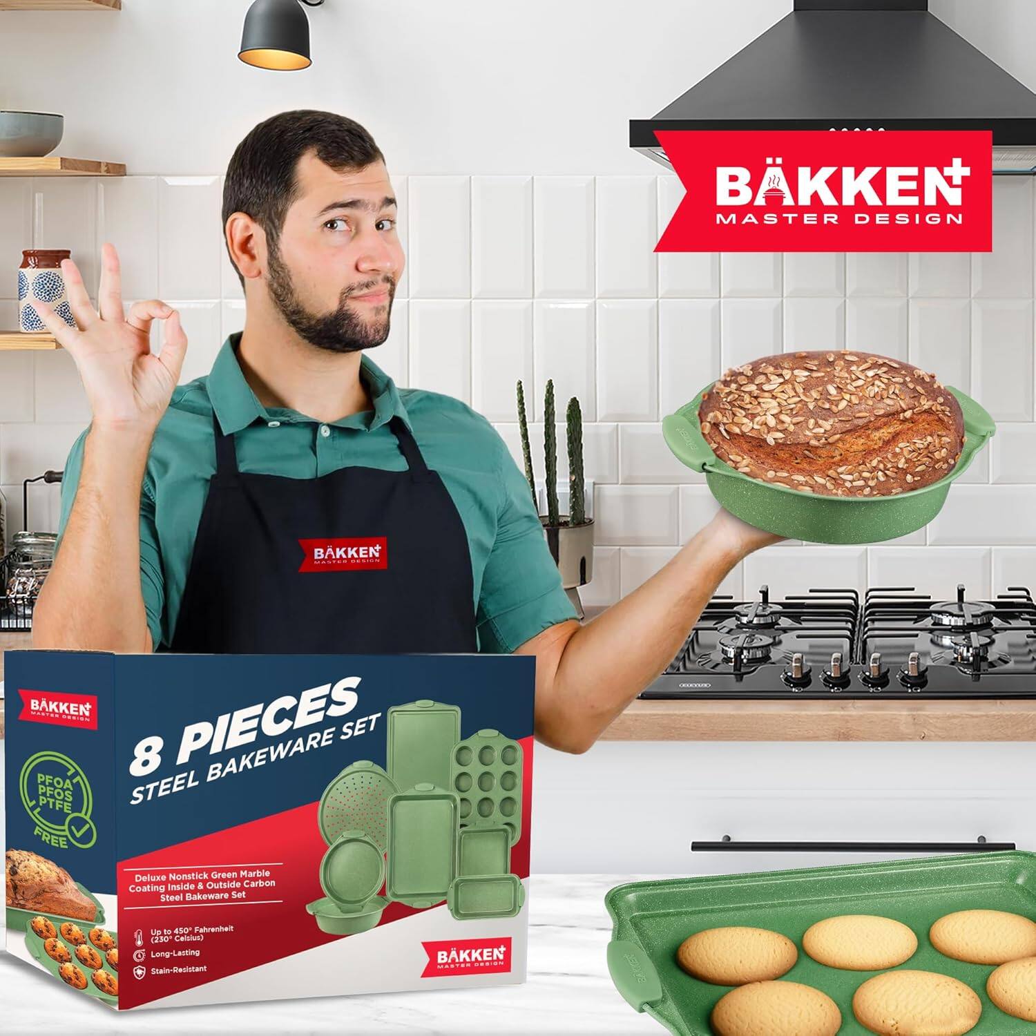 Bakken Swiss BAKKEN Kitchen Baking Pan Set Nonstick Coating, Carbon ...