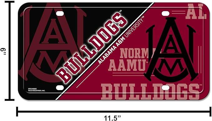 Rico Industries Alabama A&M Bulldogs Logo 12x6 Metal License Plate Auto ...