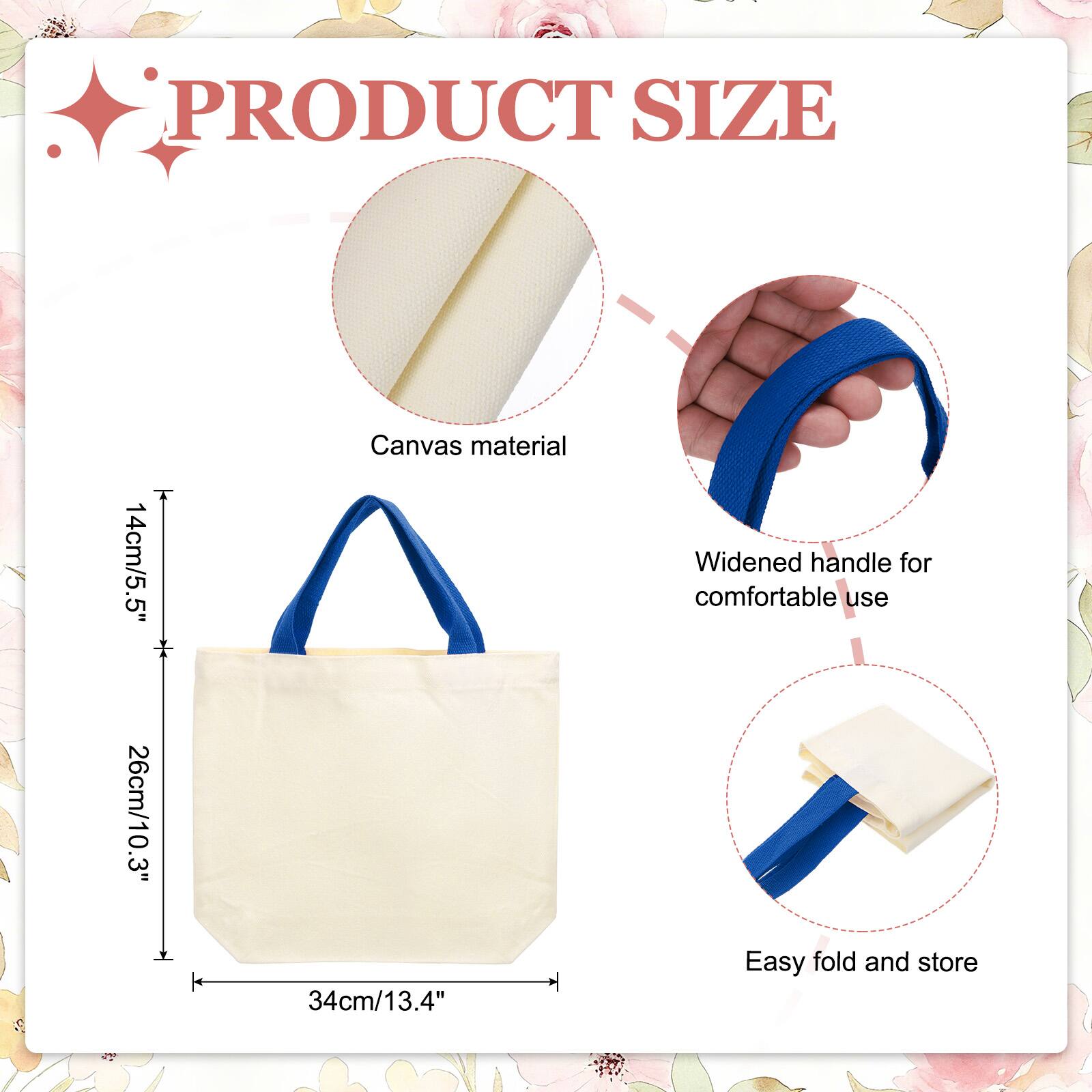 Unique Bargains Canvas Tote Bag, 13.4"x10.3" Grocery Bag with Handles ...