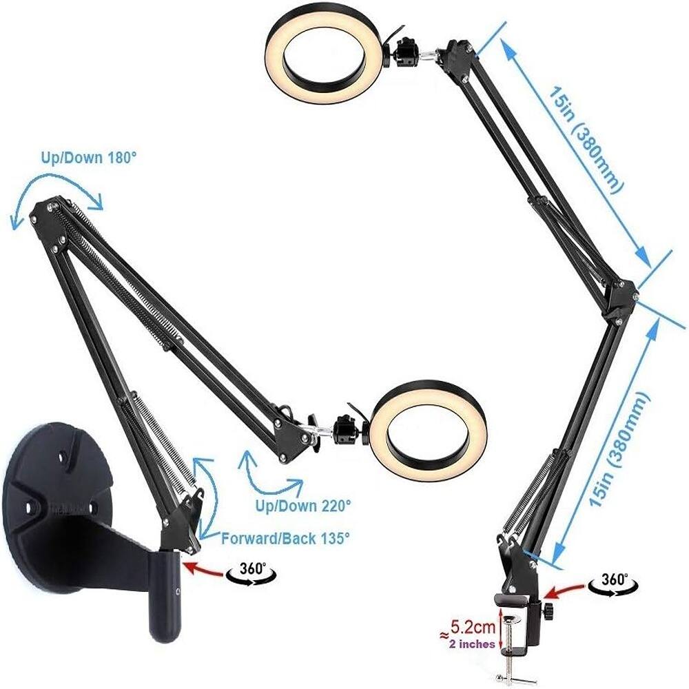Schertz 6" USB Ring Light Kit with Desk & Wall Mount Stand, LED Ring ...