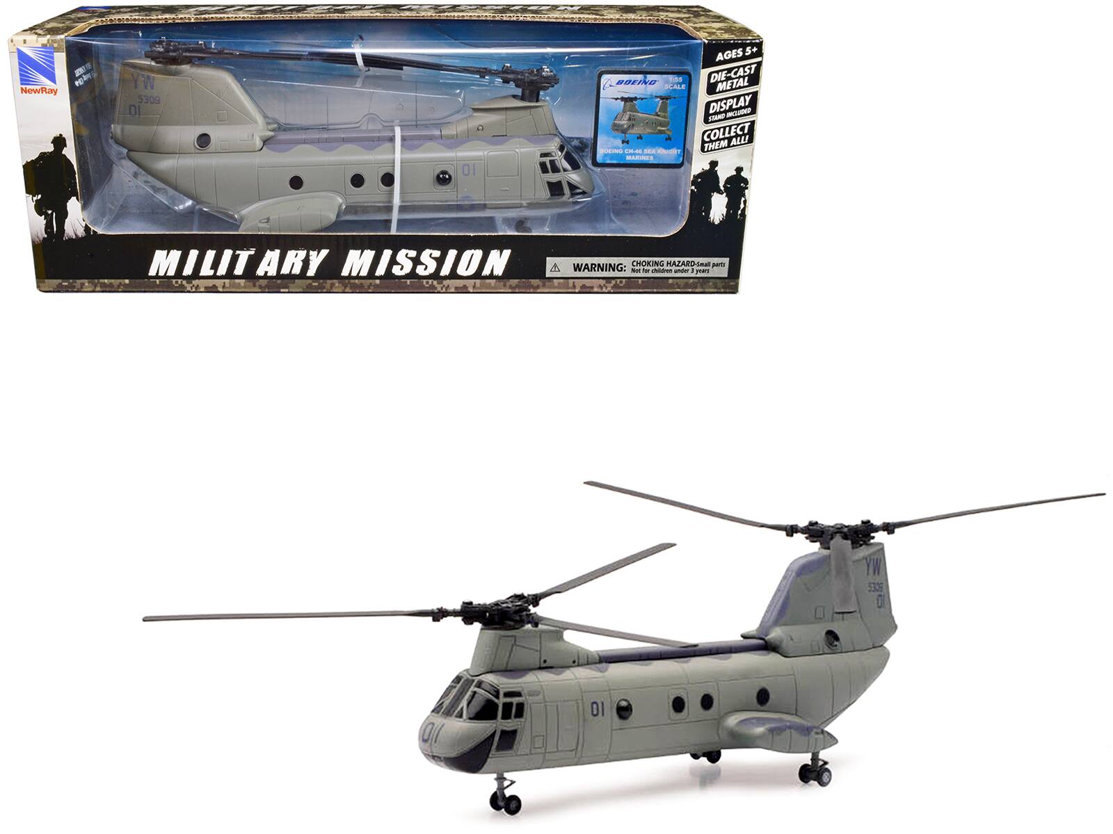 New Ray Boeing CH 46 Sea Knight Helicopter Drab "United States Marines ...