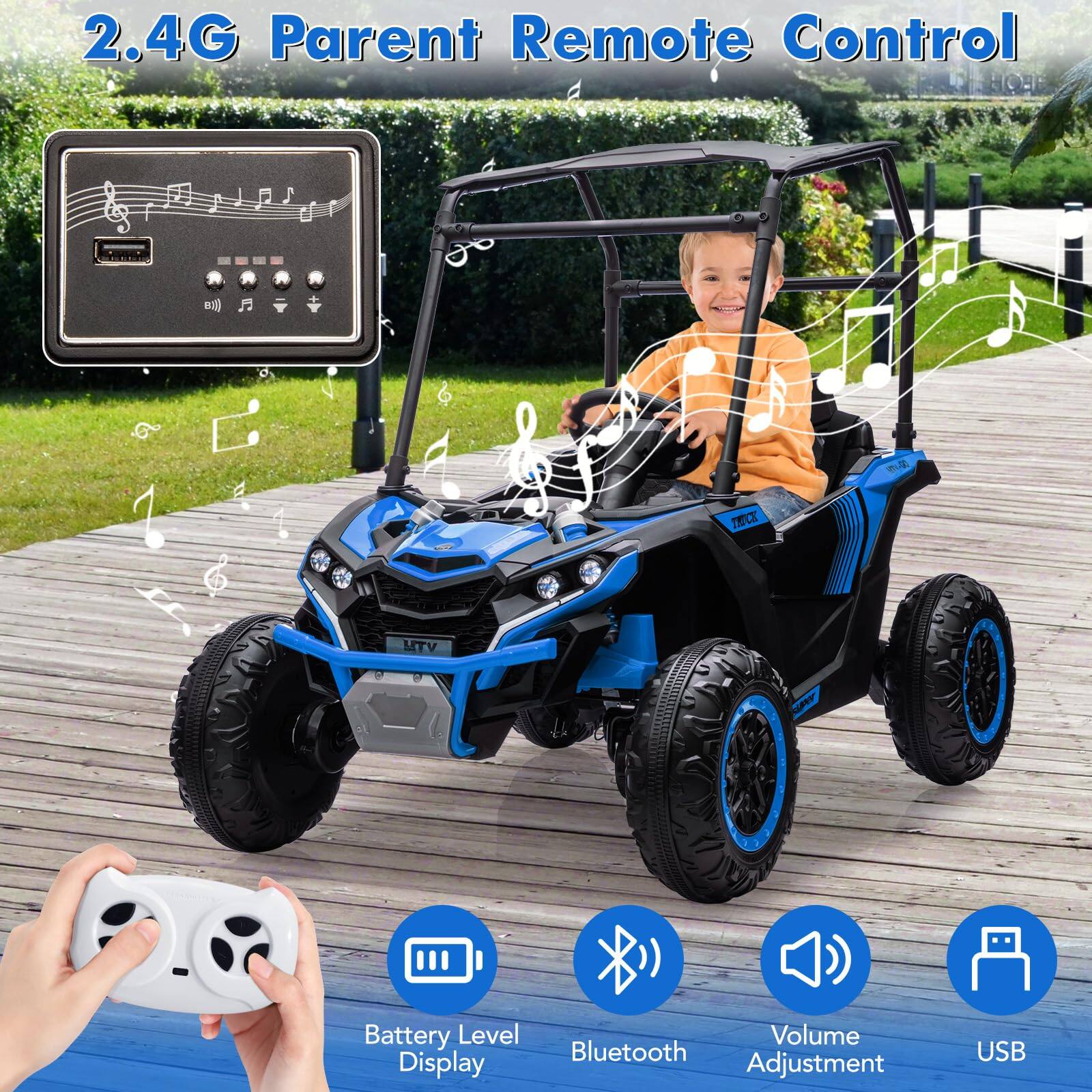 GARVEE 24V Kids Electric Car, 2 Seater Ride on Toys for Kids w/Parent ...