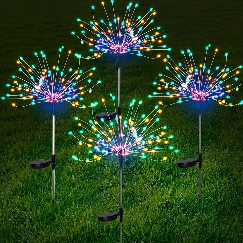 RTMB - Four solar garden lights, four solar fireworks lights, and a 120 ...