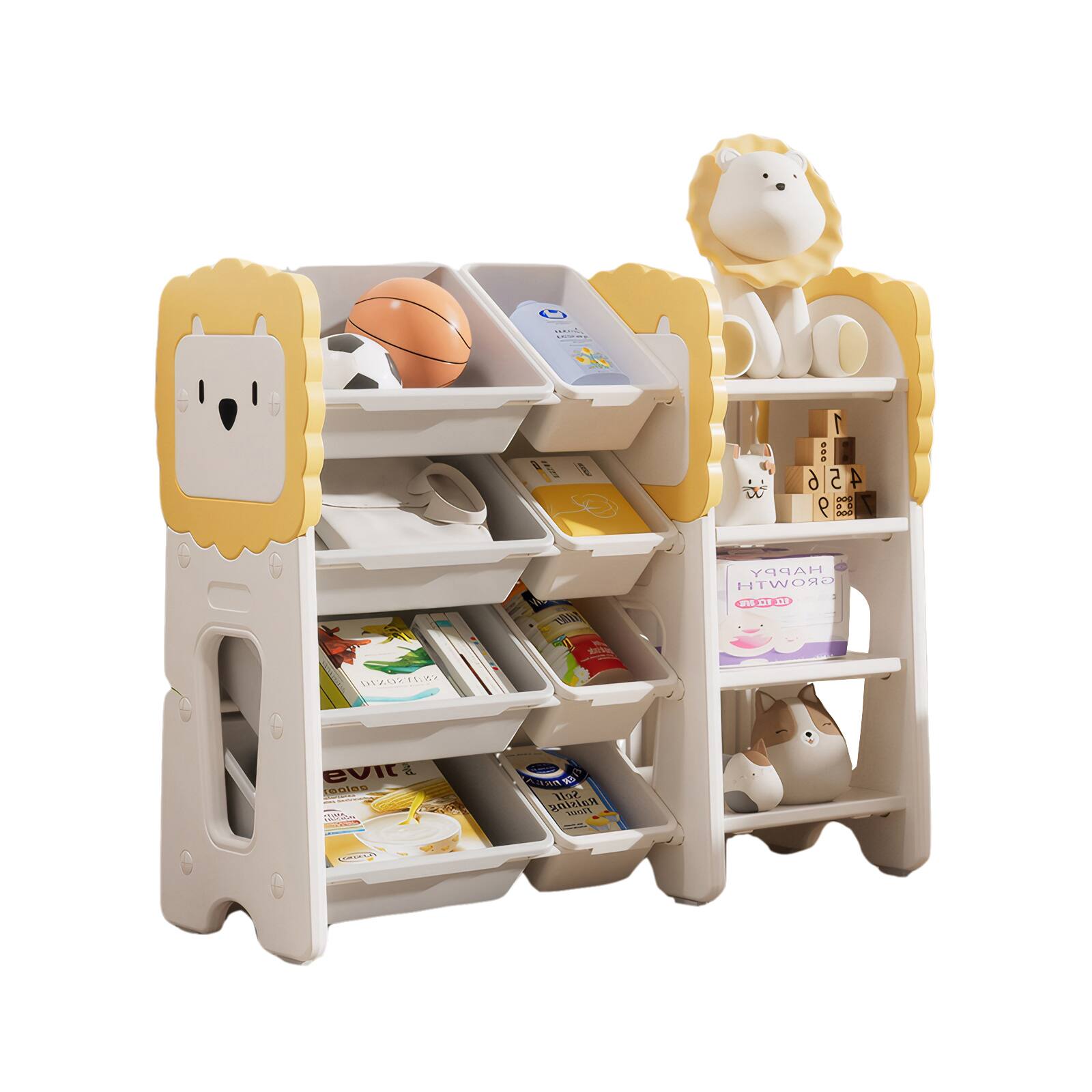 Spaco Kids Bookshelf Toy Storage, 4 Tier with 8 Removable Bins, for ...