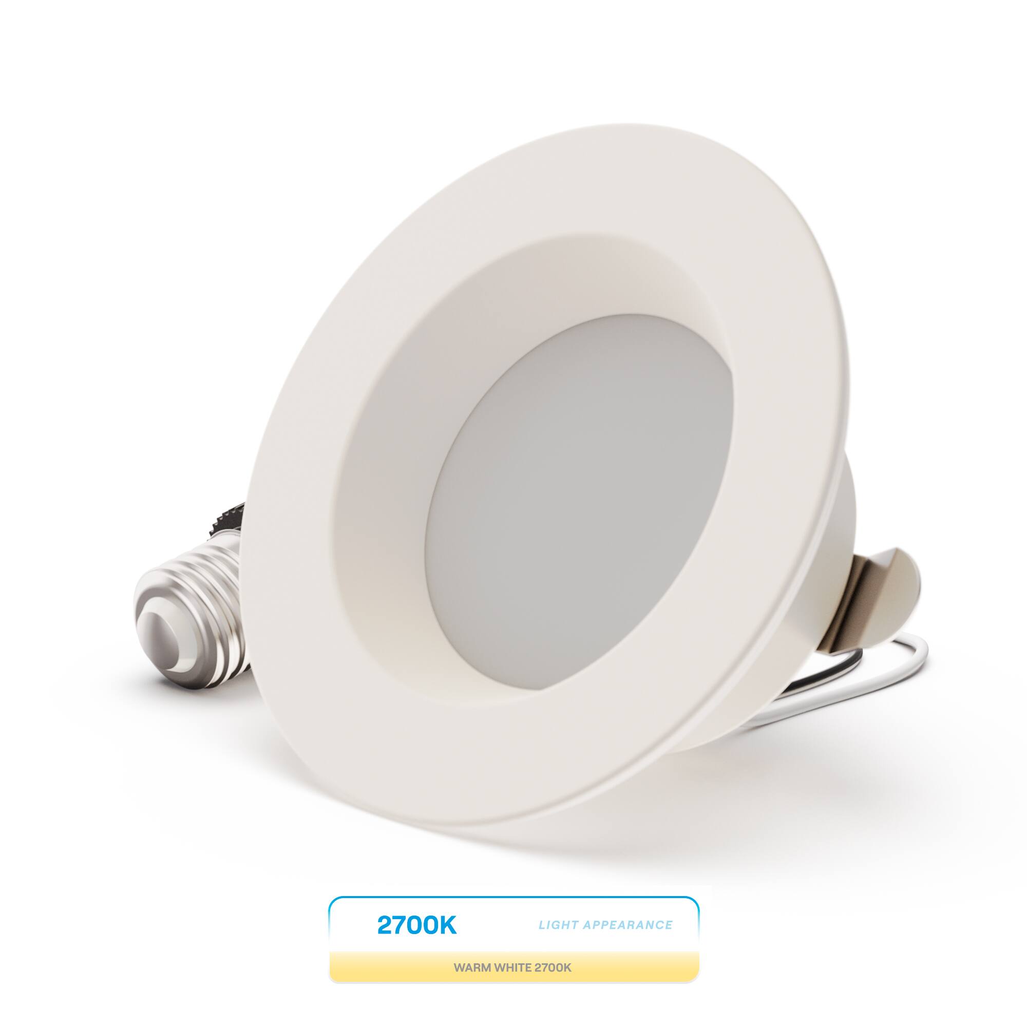 Infibrite 4 In. 2700K Soft Integrated LED Retrofit Recessed Light Kit 9W 750LM, Dimmable, Wet ...