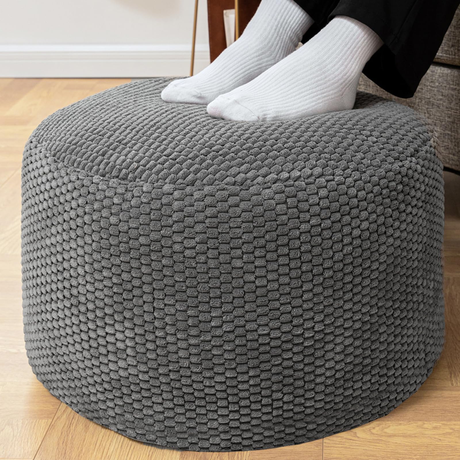 Fabibe Ottoman Foot Rest Stuffed Round Boho Comfortable Floor Poof ...