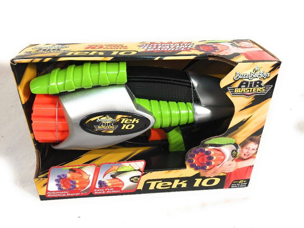 Buzz Tek 10 Air Blaster Toy Gun with Automatic Rotating Barrel With 10 Foam Darts Multi TYY-424 ...