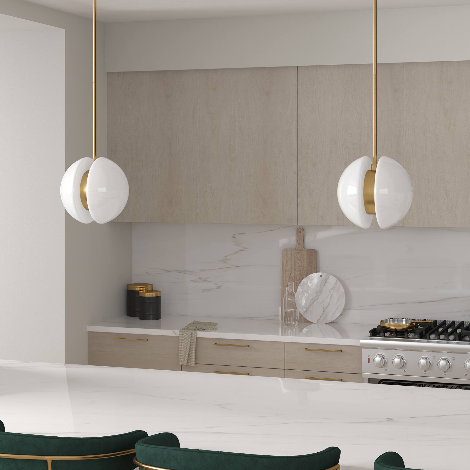 Hudson&Canal Kyriana 10" Wide 2 Light Pendant with Glass Shade Brass ...