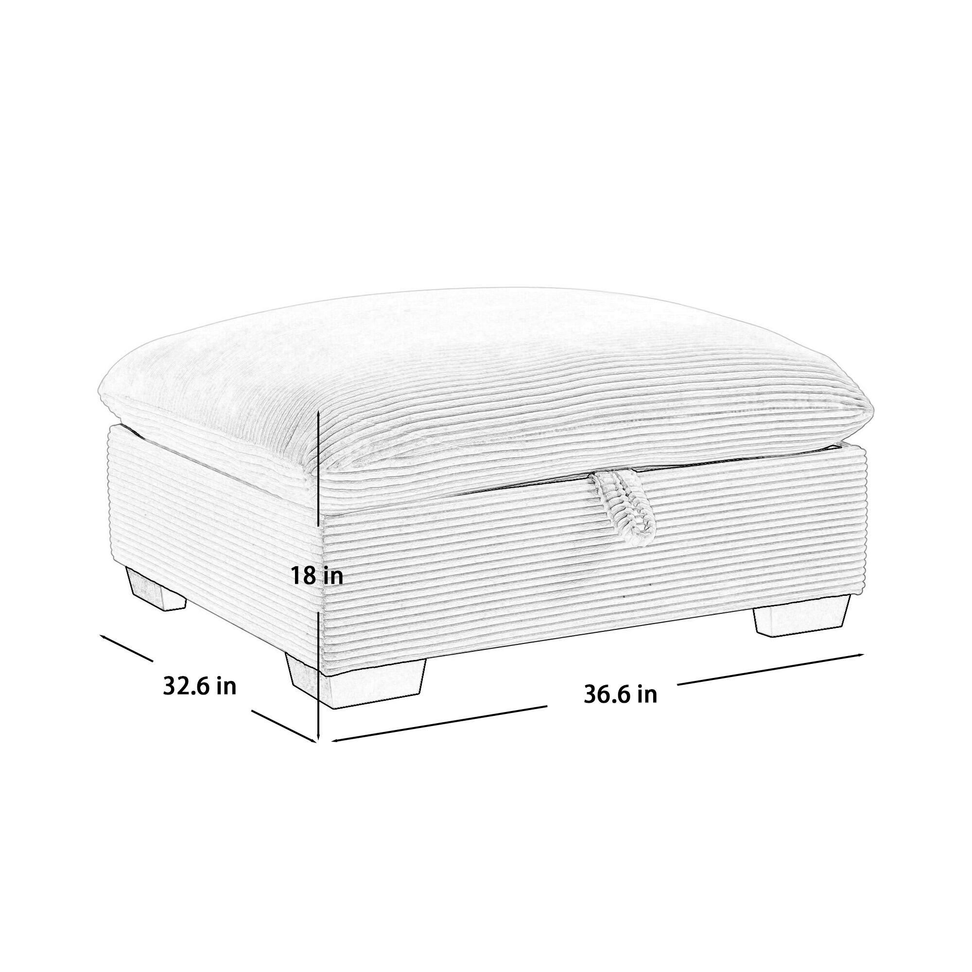 APRILSOUL Corduroy Fabric Ottomans Footrest 2 3 4 Seater Sofa Beige ...