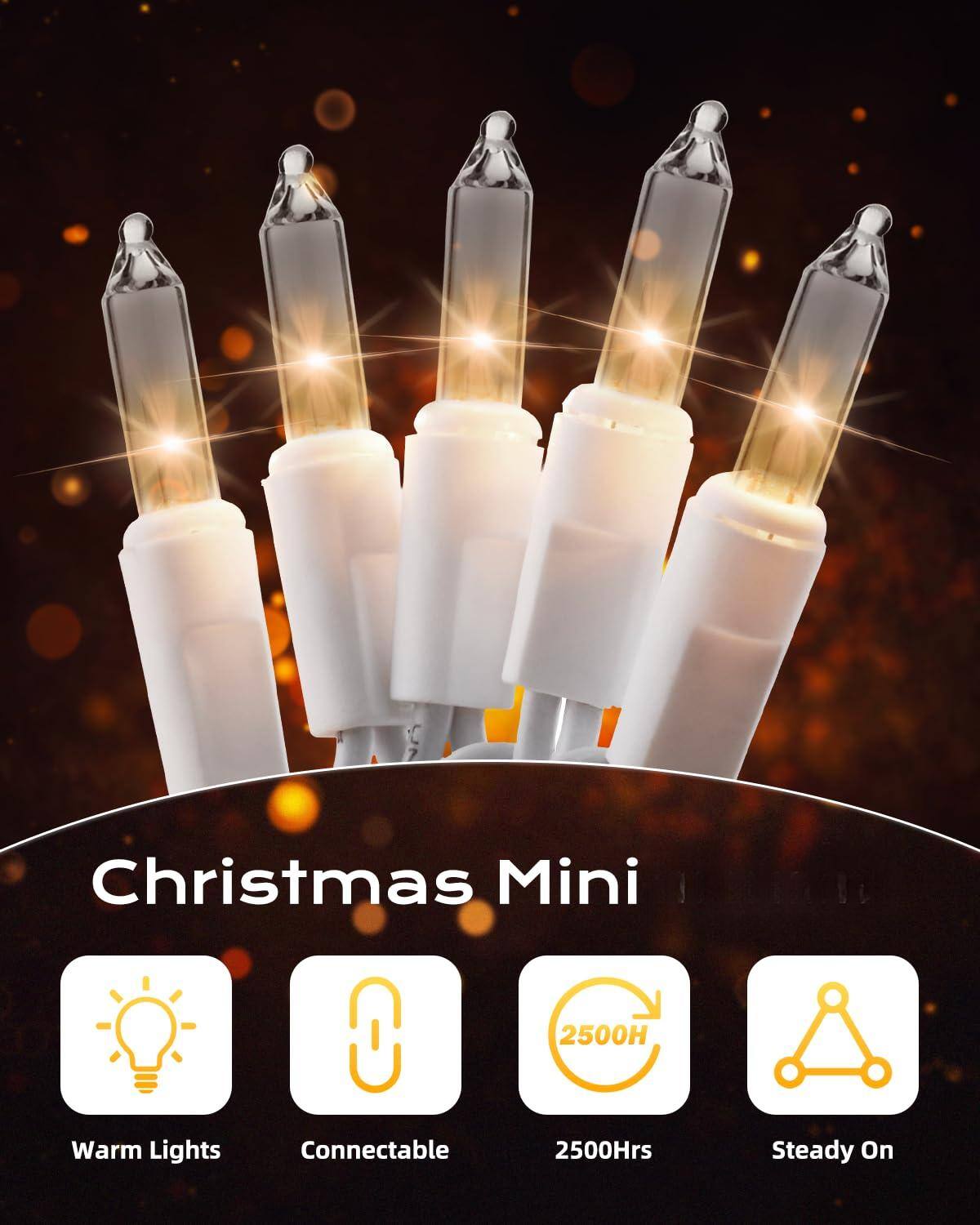 PARKER SLATER Christmas Lights 100 count 25ft Clear Incandescent Bulb ...