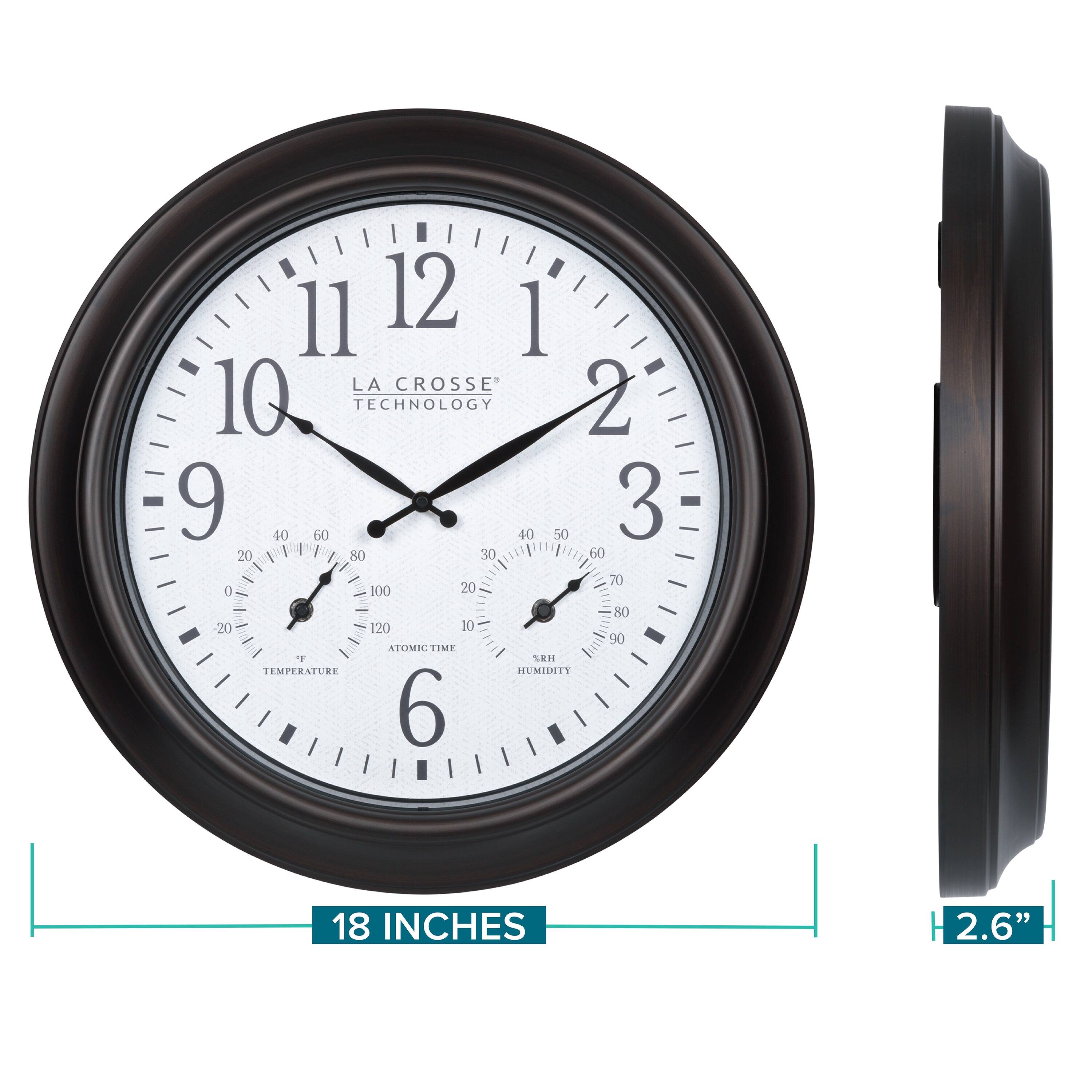 La Crosse Technology 18 Inch Indoor/Outdoor Atomic Analog Wall Clock ...
