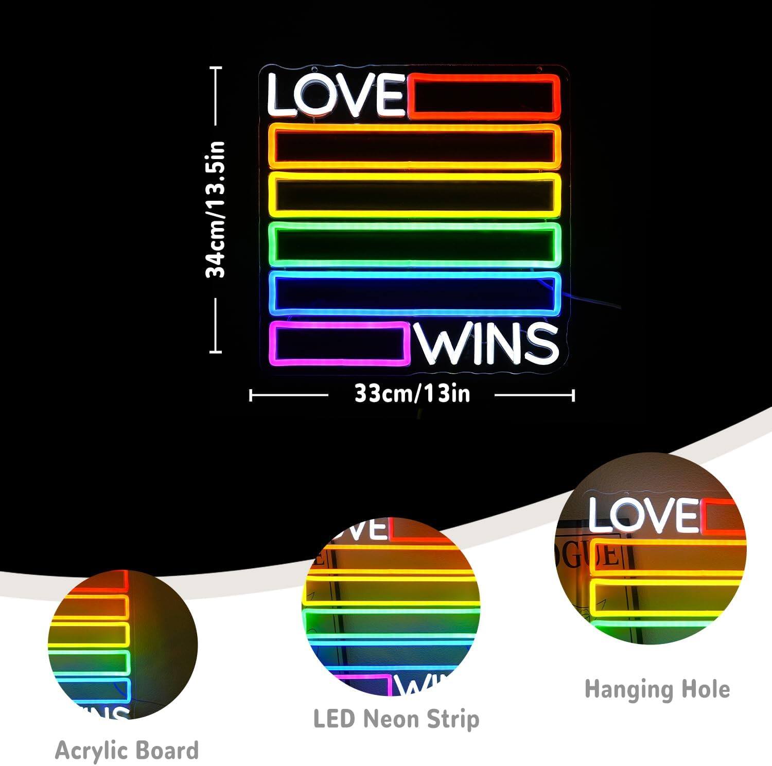 Auledio Love Wins Neon Sign for Wall Decor Pride Rainbow Neon Light Gay ...