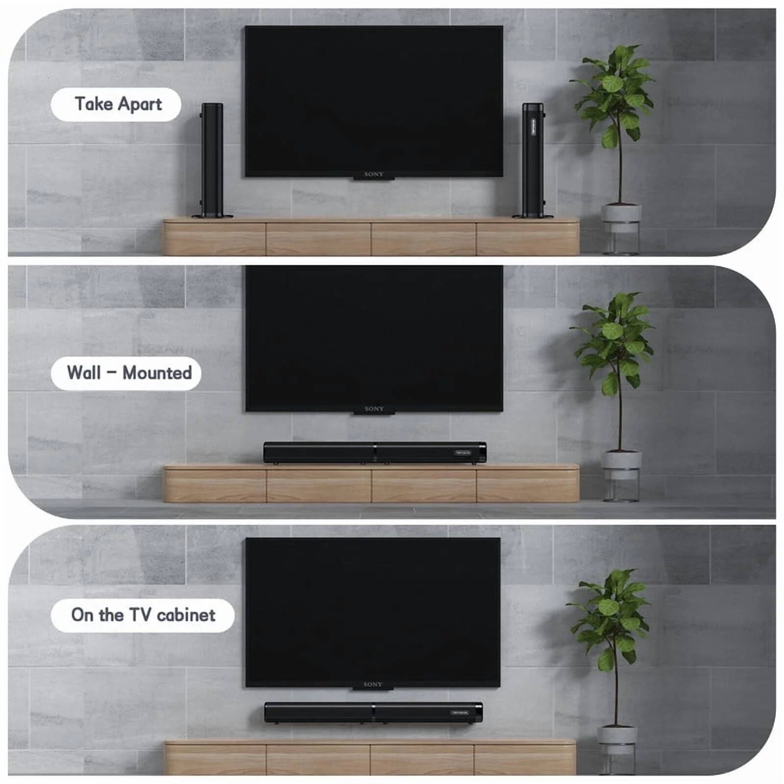 TOPVISION 100W Sound Bar for TV, 2.2CH Detachable TV Sound Bar with Subwoofer, Bluetooth/HDMI ...
