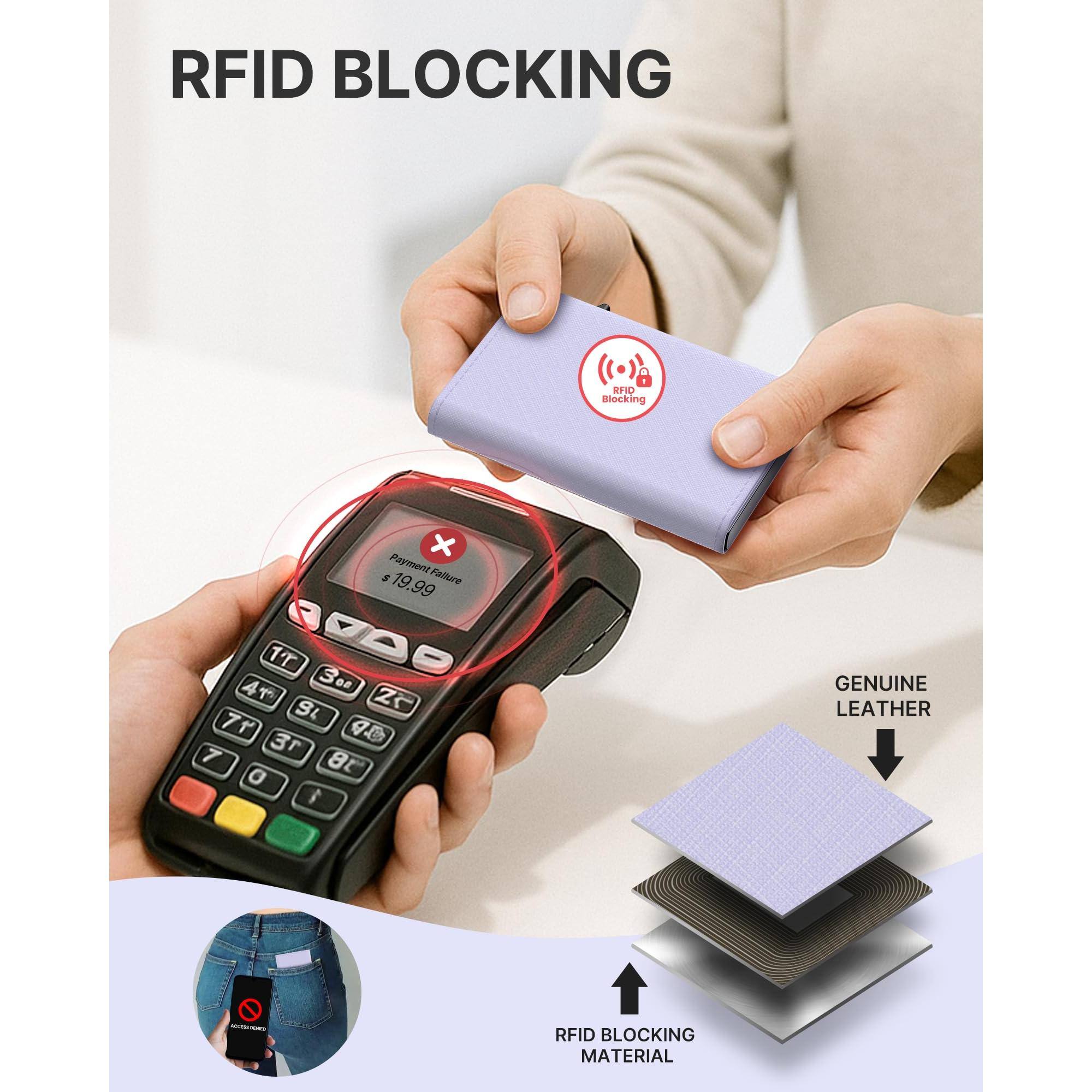 Jadie Link Womens Wallet Card Holder Pop Case Genuine Leather Rfid ...