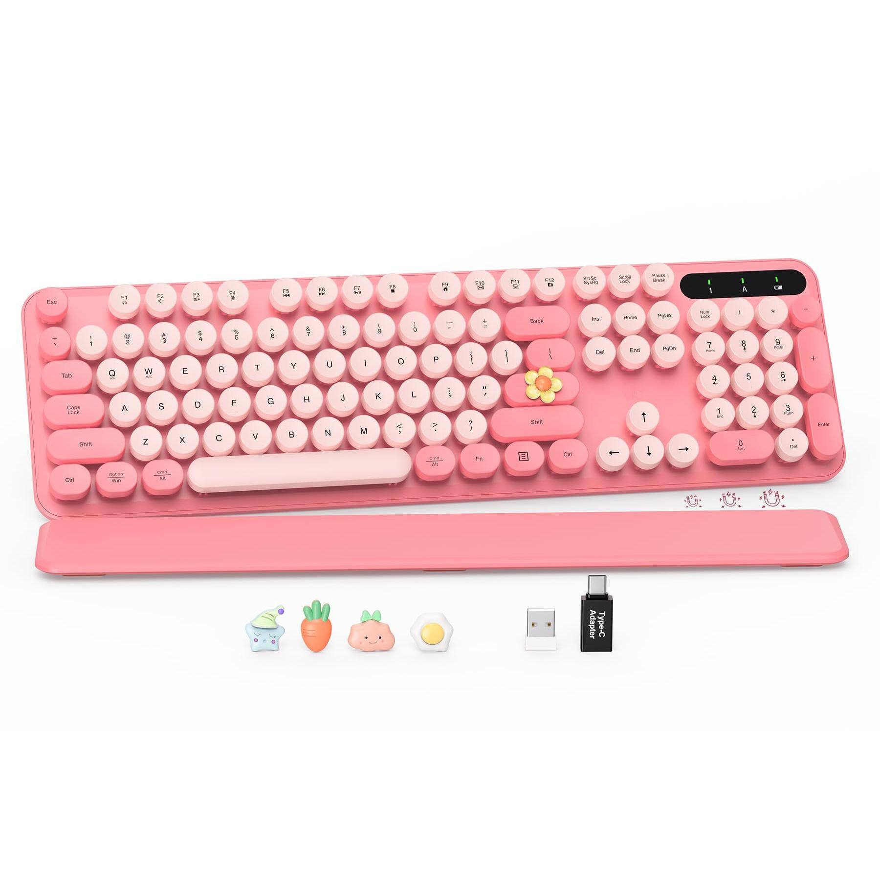 Reds Spade - Retro Typewriter Round Keycaps With Detachable Wrist Rest ...