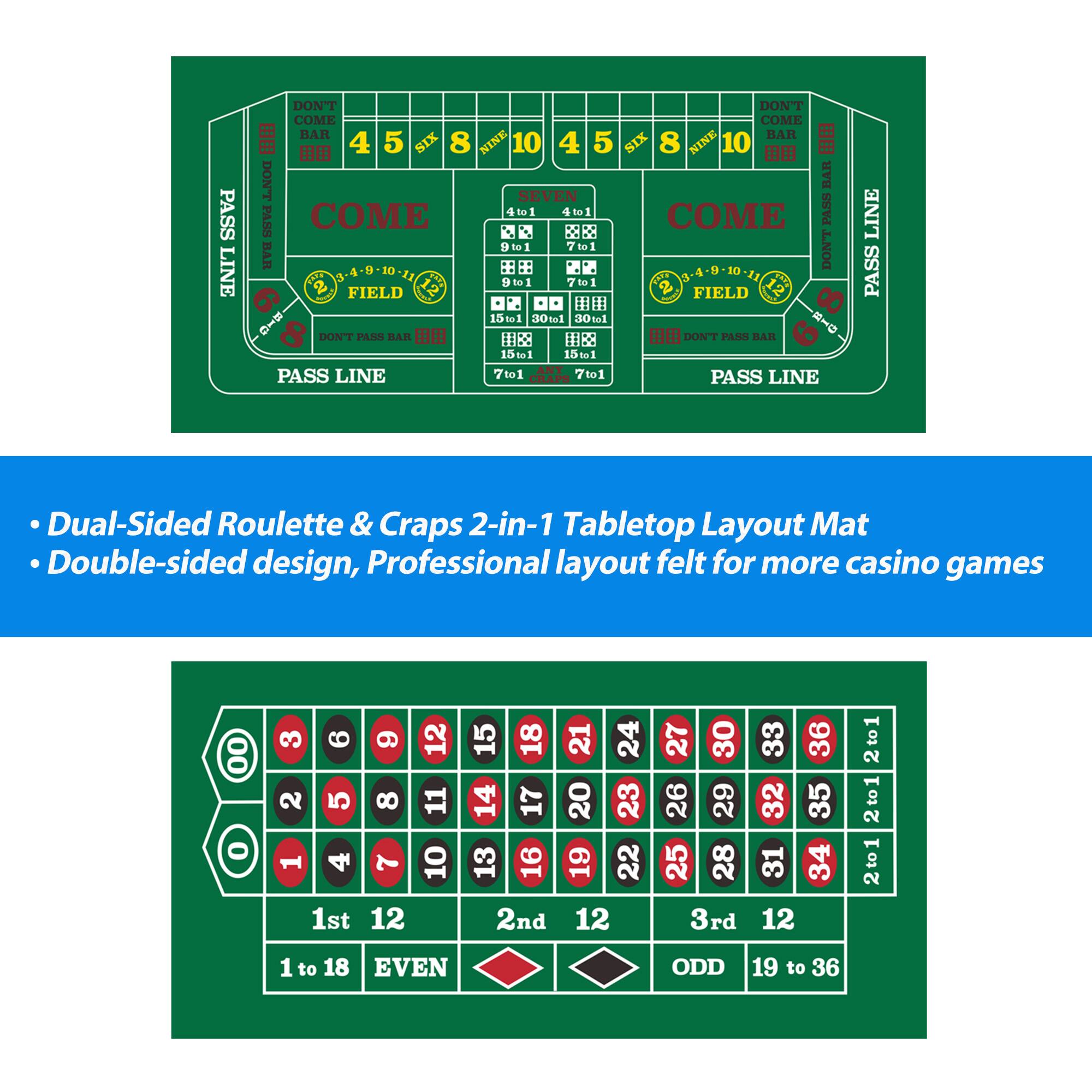 GSE Games & Sports Expert Roulette&Craps Layout Felt, Las Vegas Style ...