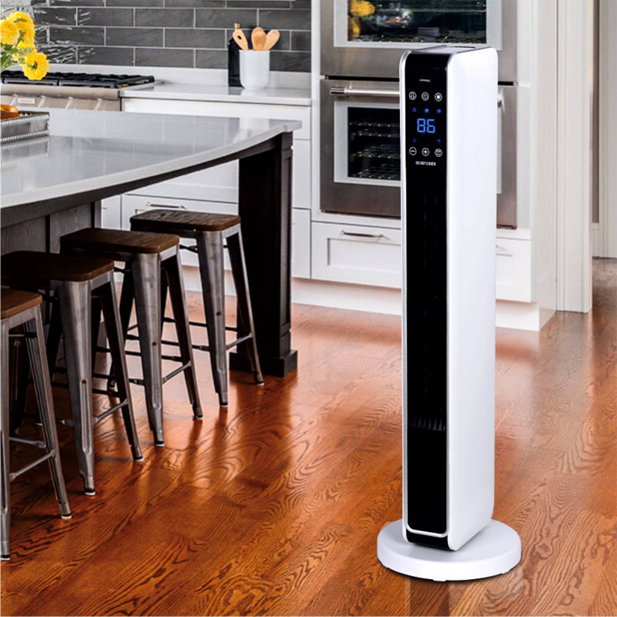 Optimus 29 in. Oscillating Tower Heater w/ Digital Temperature Readout ...
